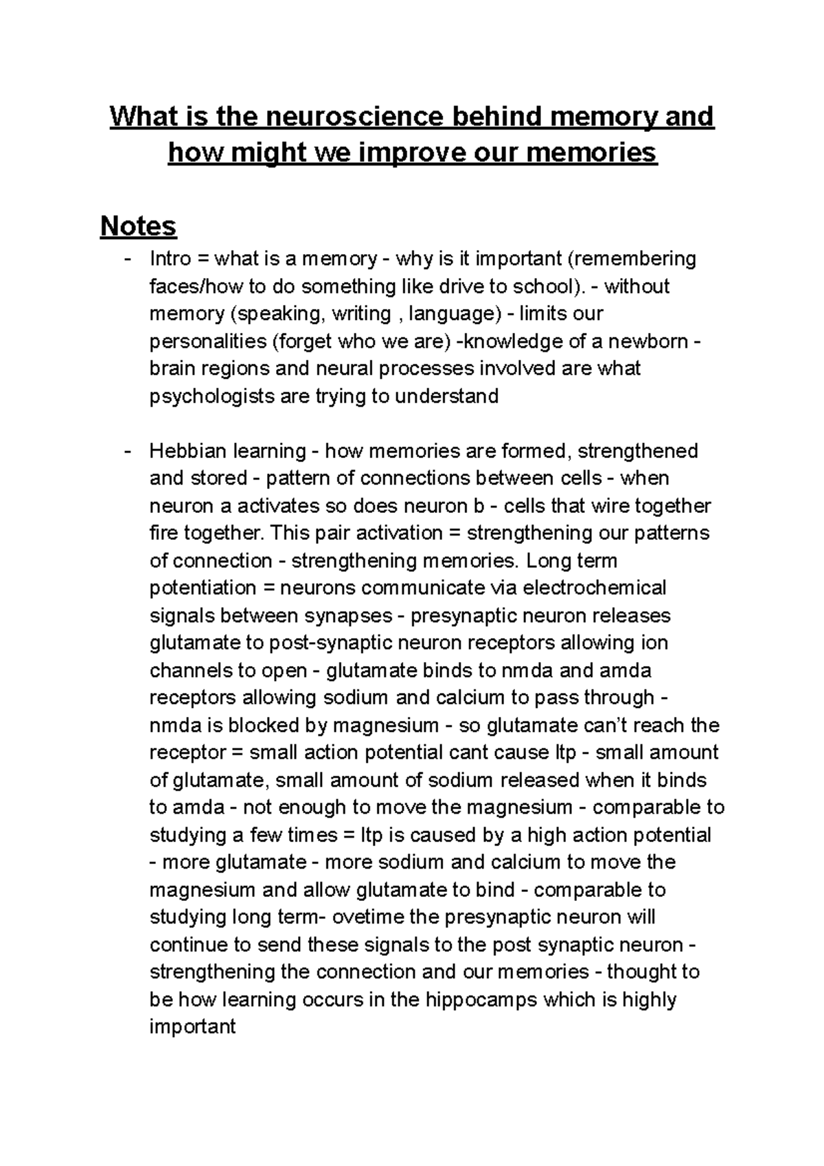 1.5. What is the neuroscience behind memory and how might we improve ...