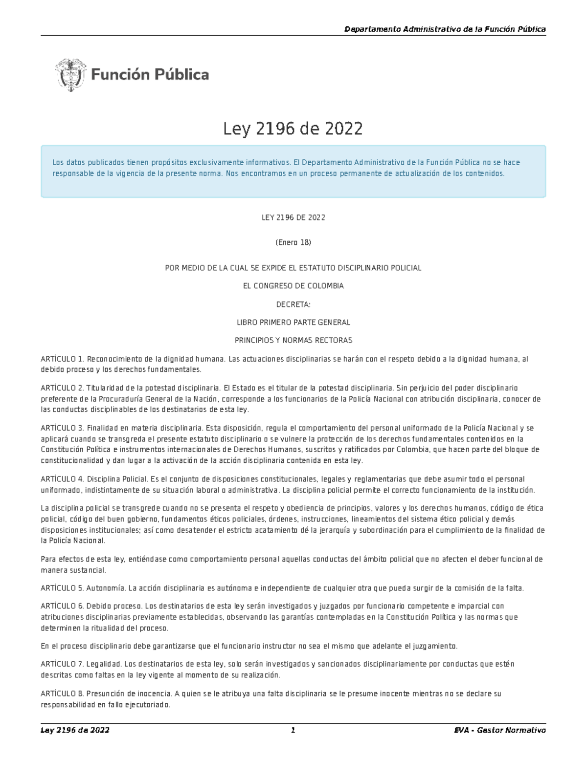Ley 2196 de 2022 - Ley 2196 de 2022 Los datos publicados tienen ...