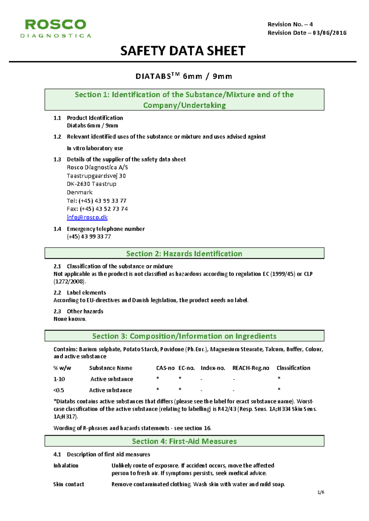 MSDS optochine - Revision Date – 03/06/ SAFETY DATA SHEET DIATABST M ...