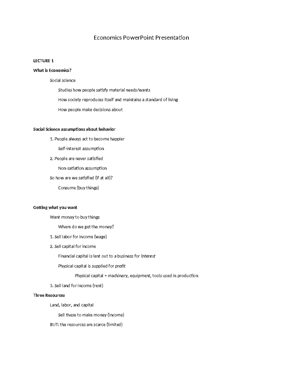 Economics Power Point Presentation - Economics PowerPoint Presentation ...