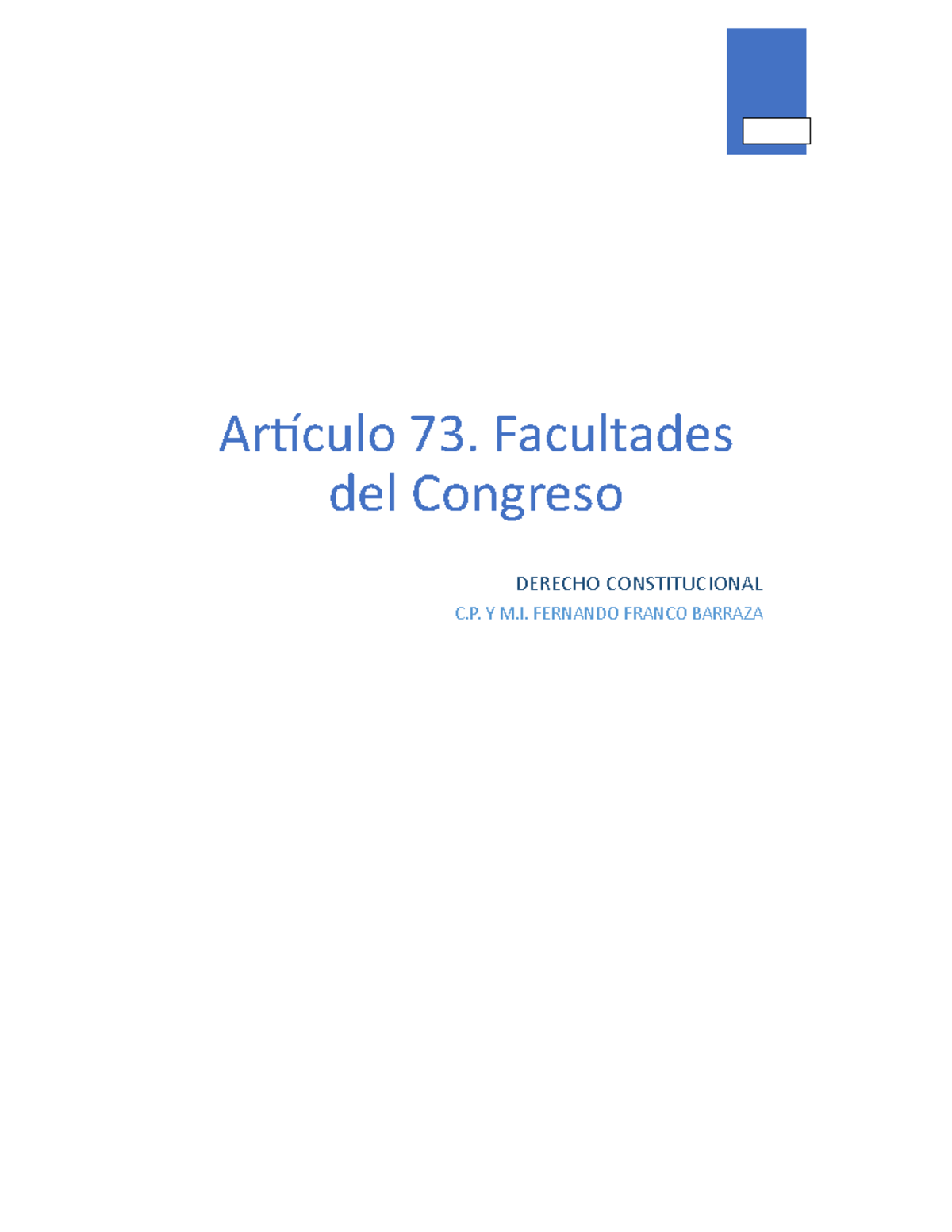 FFB Artículo 73. Facultades del Congreso - Artículo 73. Facultades del ...