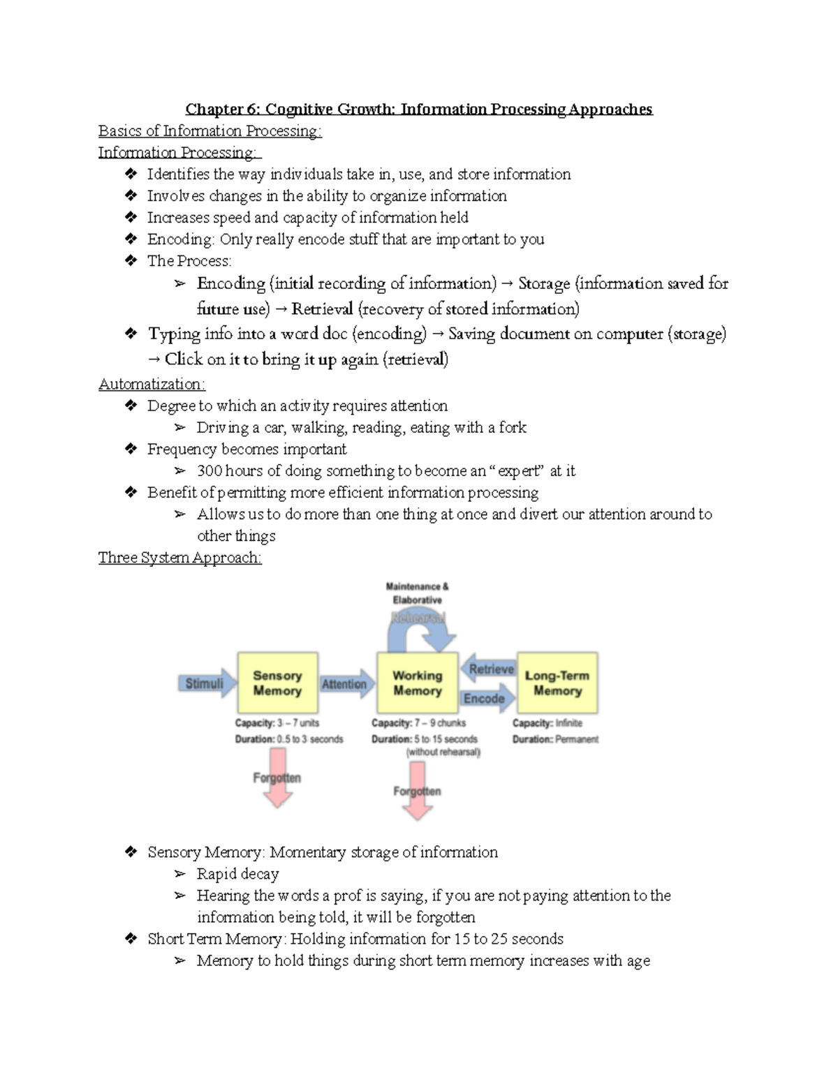 Chapter 6 Cognitive Growth Information Processing Approaches - Chapter ...