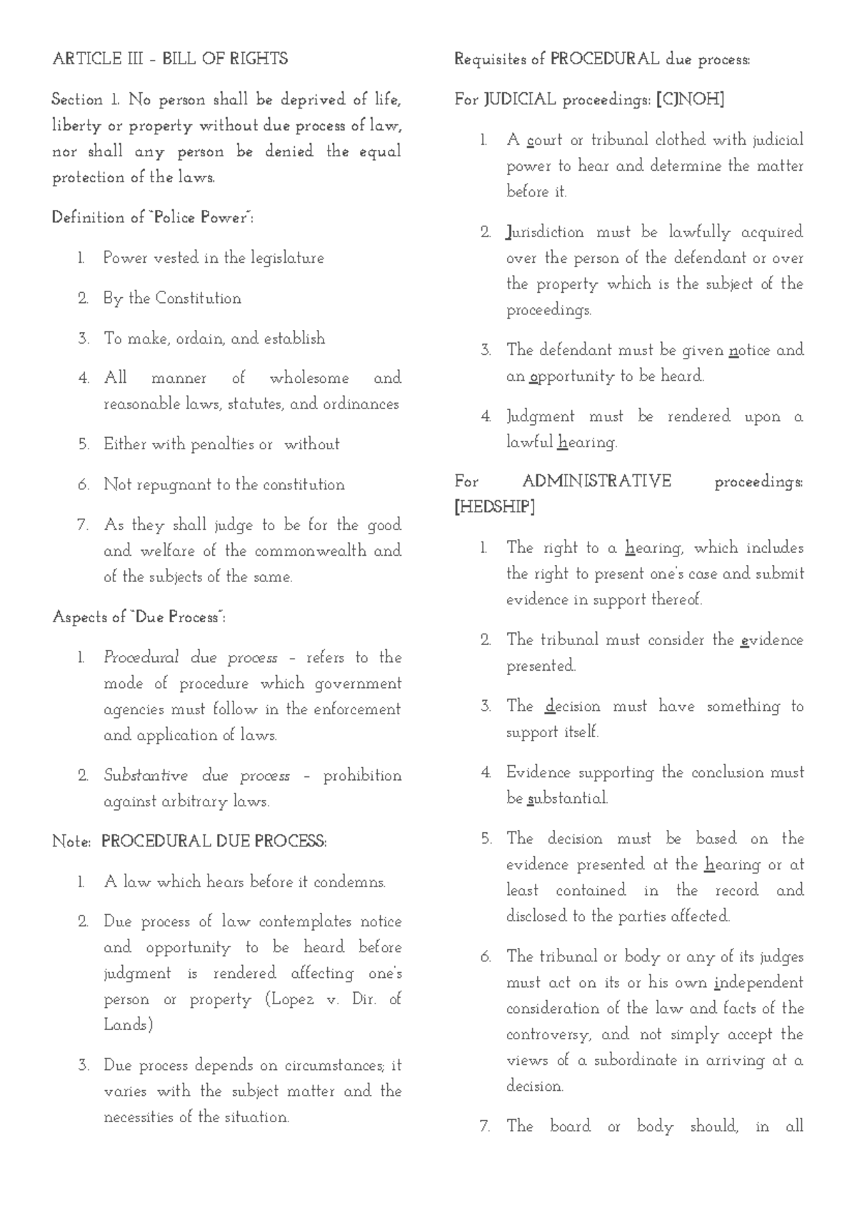 Article III BILL OF Rights - ARTICLE III – BILL OF RIGHTS Section 1. No ...