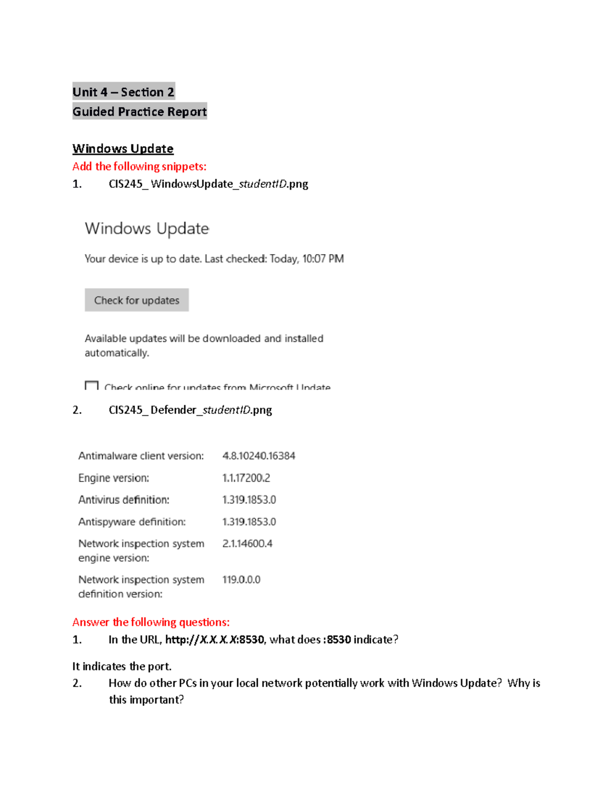 CIS245 U4 Lab Report 2 Christopher Johnson - Copy - Copy - Unit 4 – Section 2 Guided Practice ...