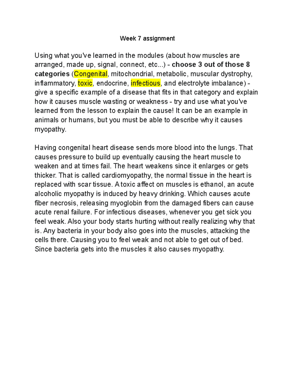 Week 7 assignment anatomy - Week 7 assignment Using what you've learned in the modules (about ...