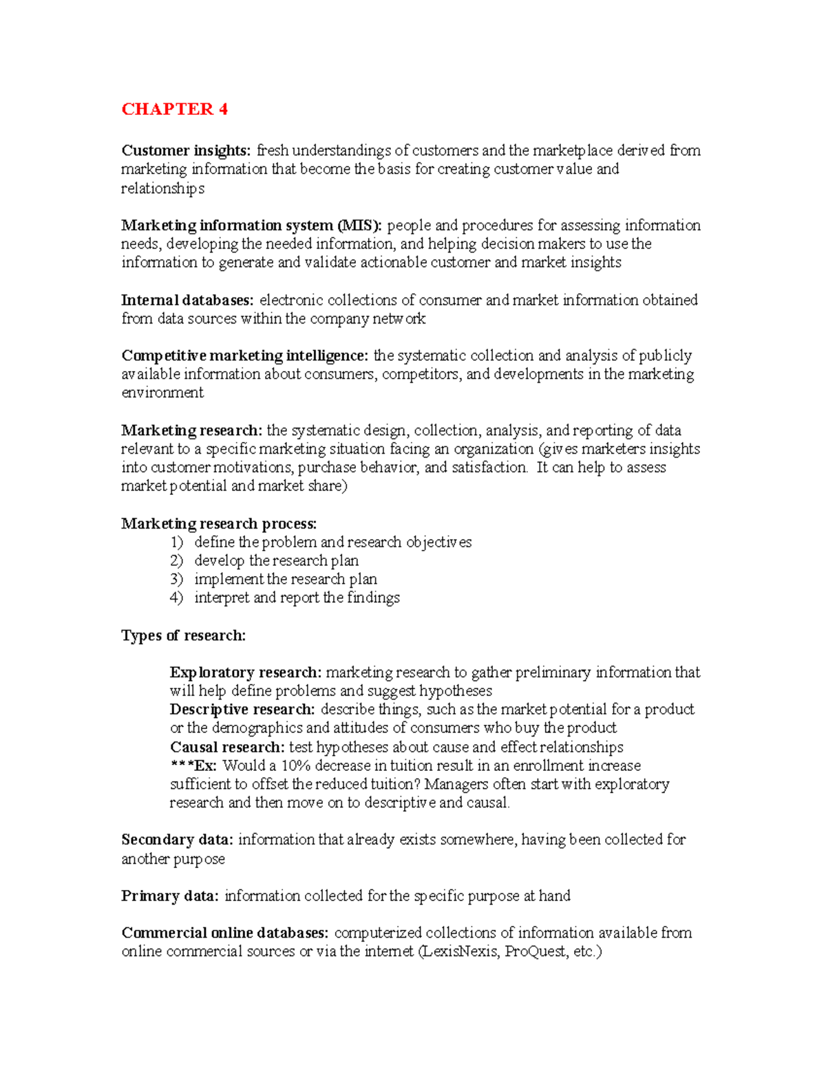 Buad 301 Chapter 4,7,8,9 Notes - CHAPTER 4 Customer insights: fresh ...