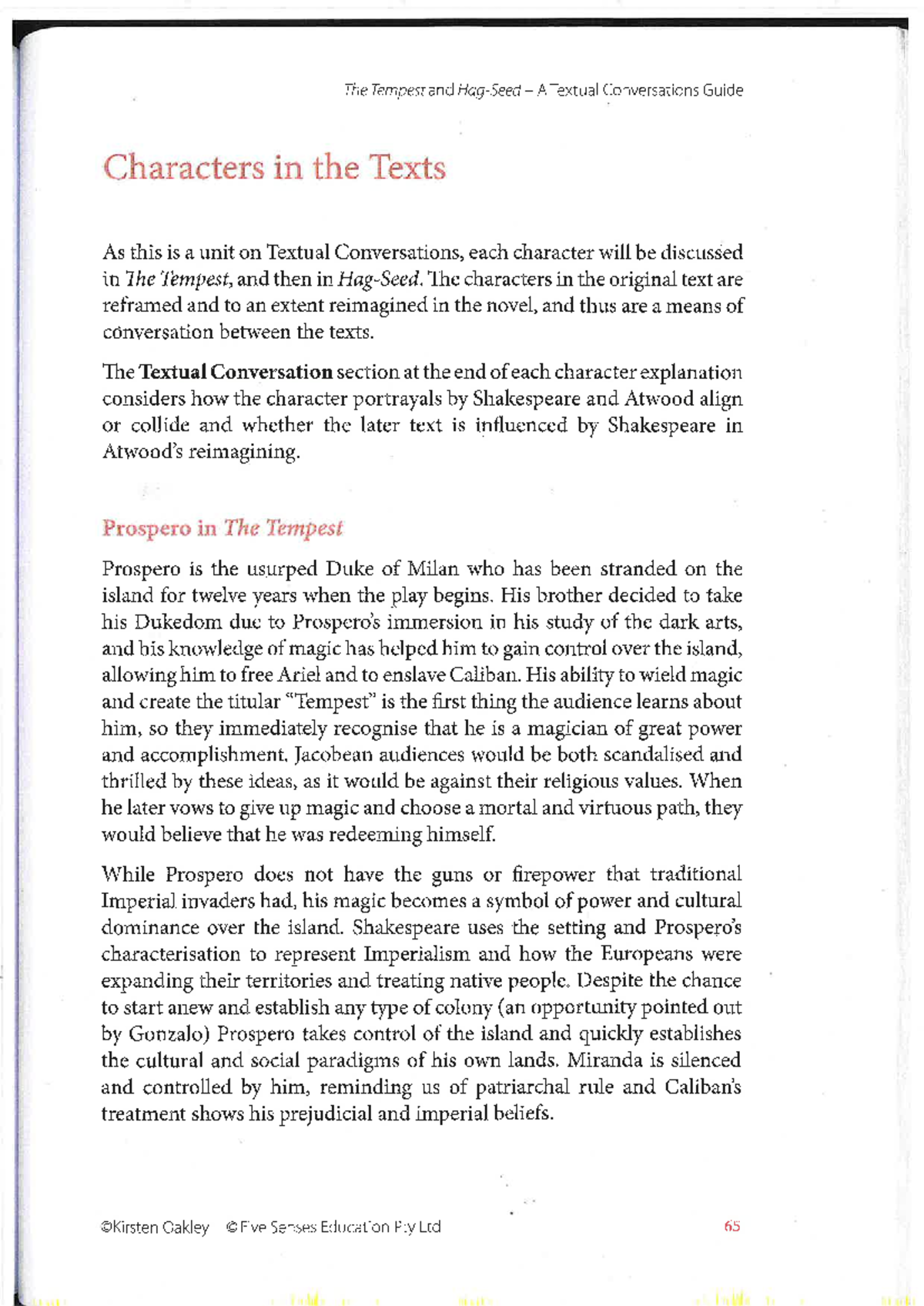 Characters in the Texts - the tempest - The Tempest and A Textual ...