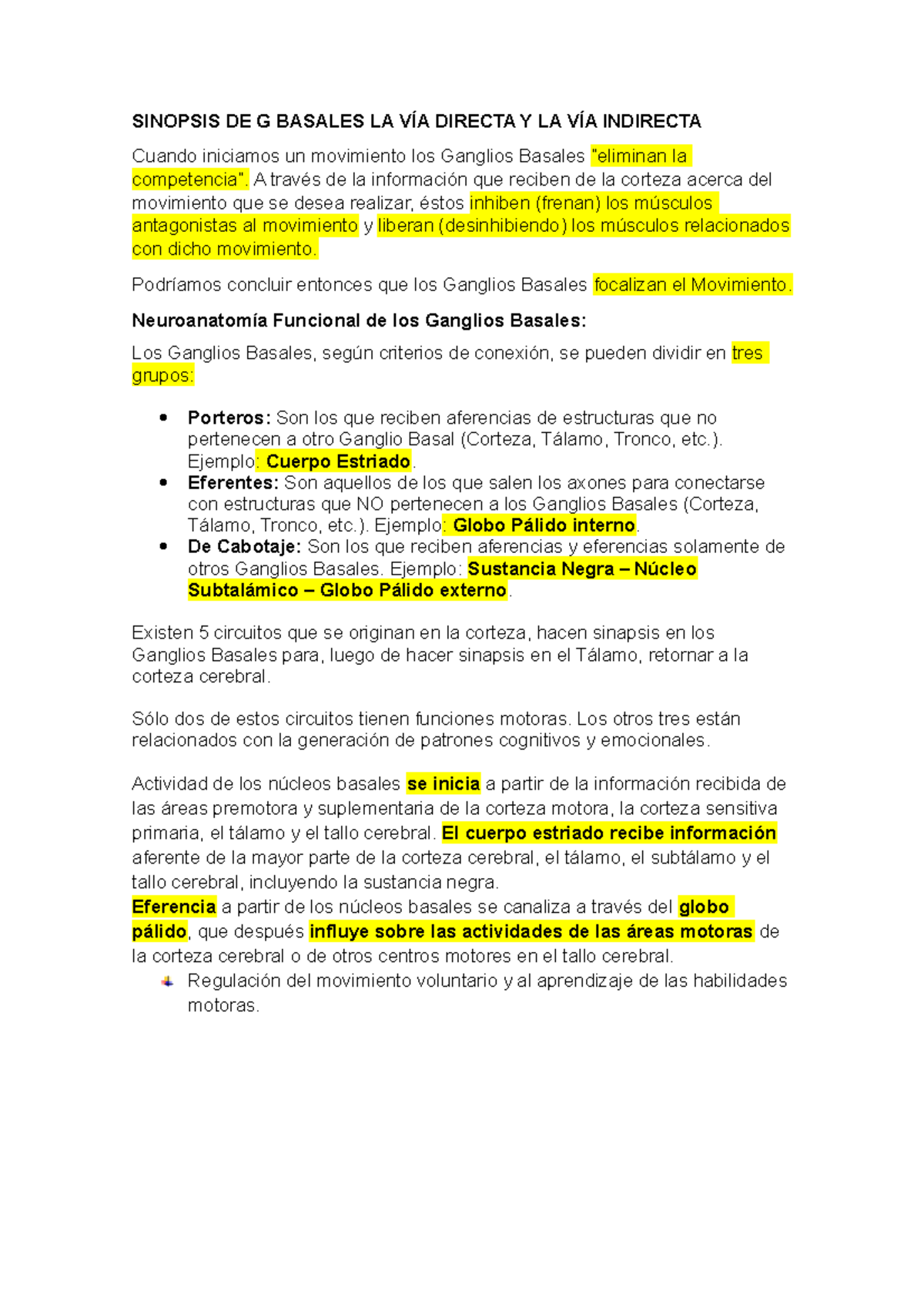 Sinopsis DE G Basales LA VÍA Directa Y LA VÍA Indirecta - SINOPSIS DE G ...