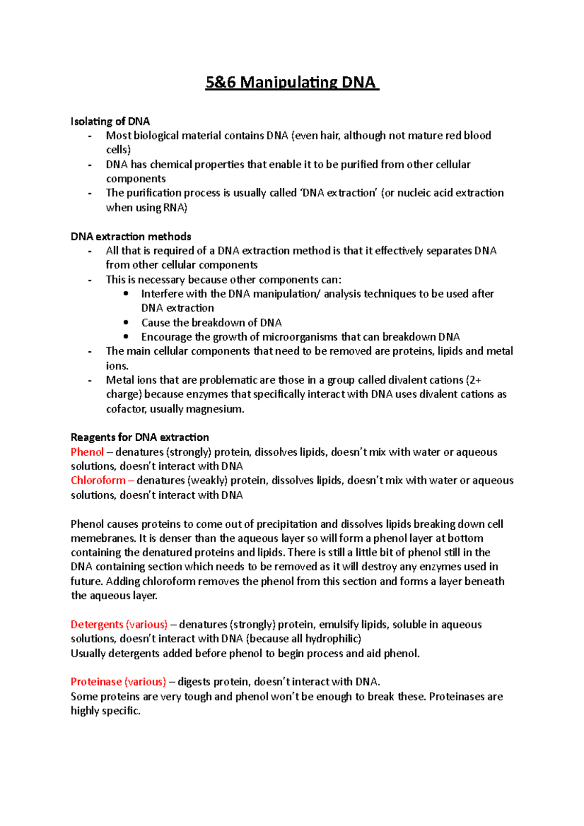 5&6 Manipulating DNA - Lecture notes 5-6 - 5&6 Manipulating DNA ...