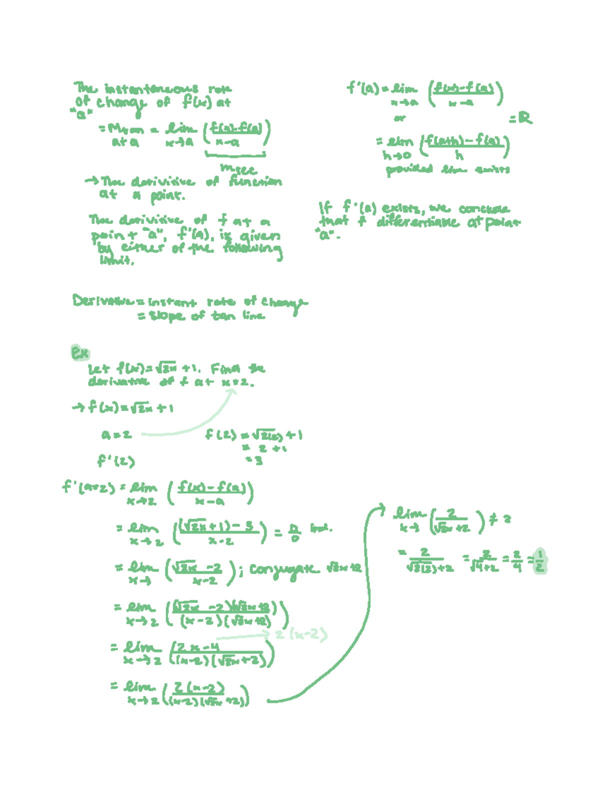 Feb 7 - Calculus 1- Lecture Notes - The instantaneous rate f a Gma fix ...