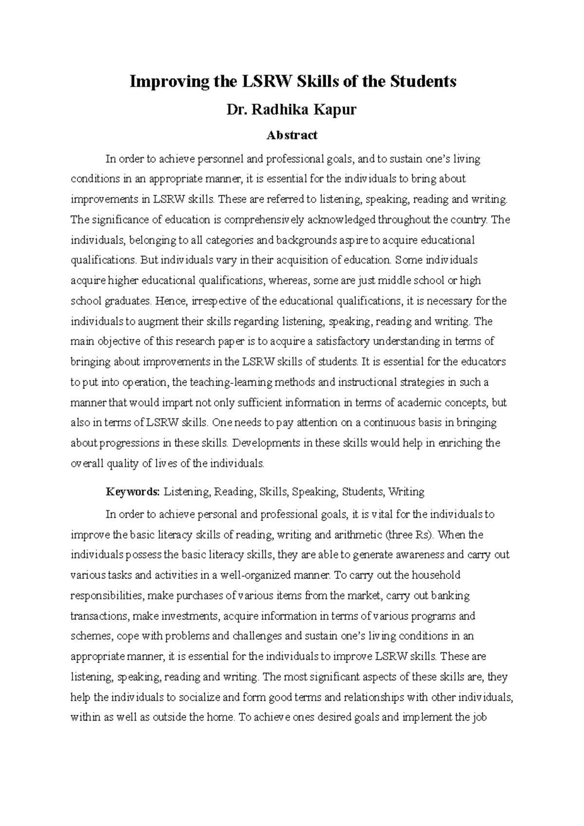 Improvingthe Lsrwskillsofthe Students-Paper 20 - Improving the LSRW ...