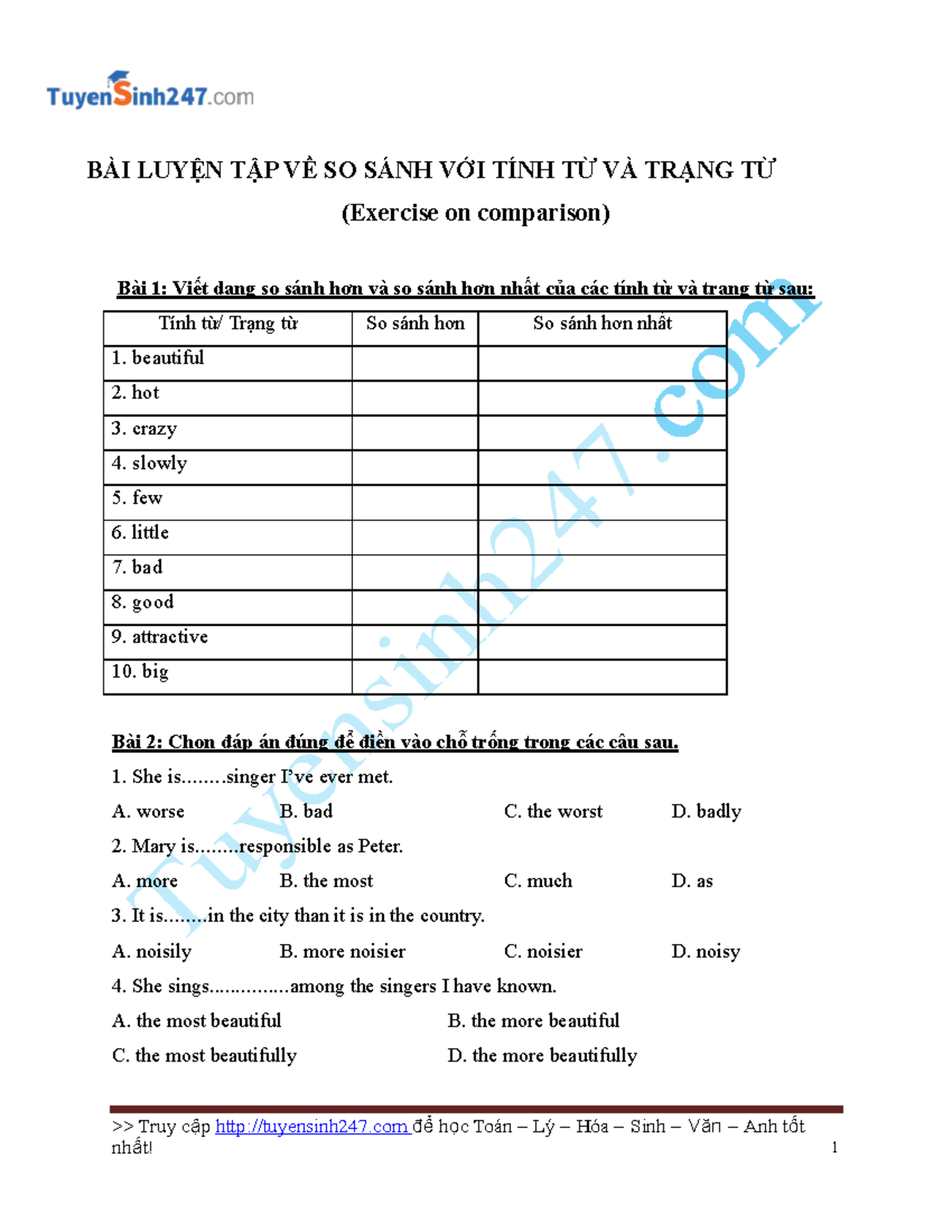 Bai-luyen-tap-ve-so-sanh-hay-co-dap-dap-exercises-on-comparison-đã chuyển đổi - Truy cập - Studocu