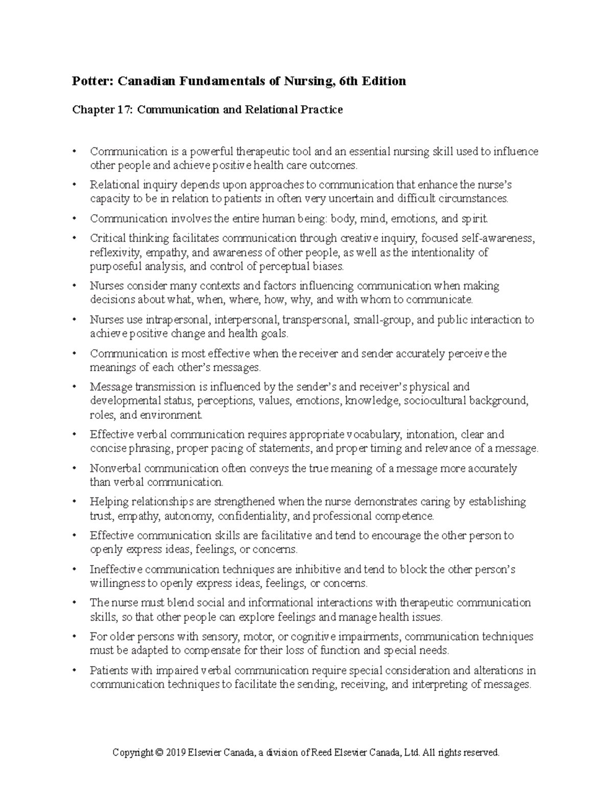 Chapter 017 - Communication and Relational Practice - Potter: Canadian ...