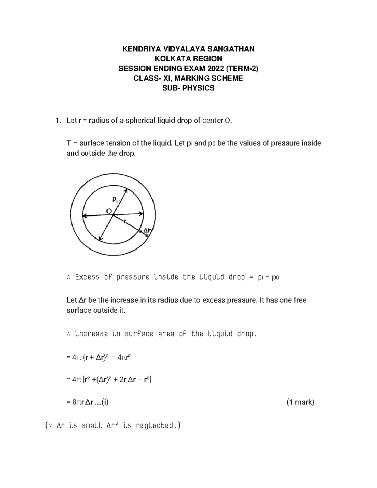 MS XI Physics - KENDRIYA VIDYALAYA SANGATHAN KOLKATA REGION SESSION ...