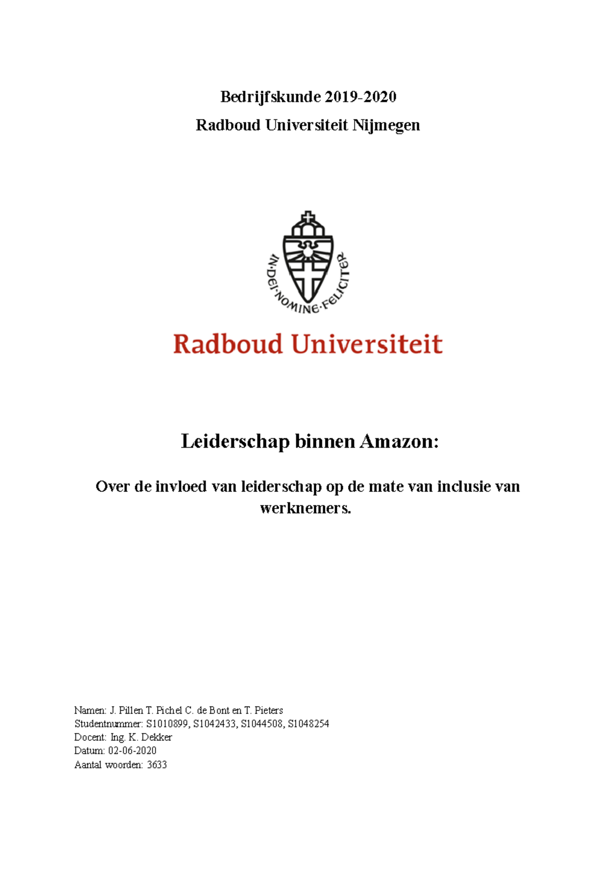 Duurzaam Ondernemerschap Gezamelijk Paper Versie 2 - Bedrijfskunde 2019 ...