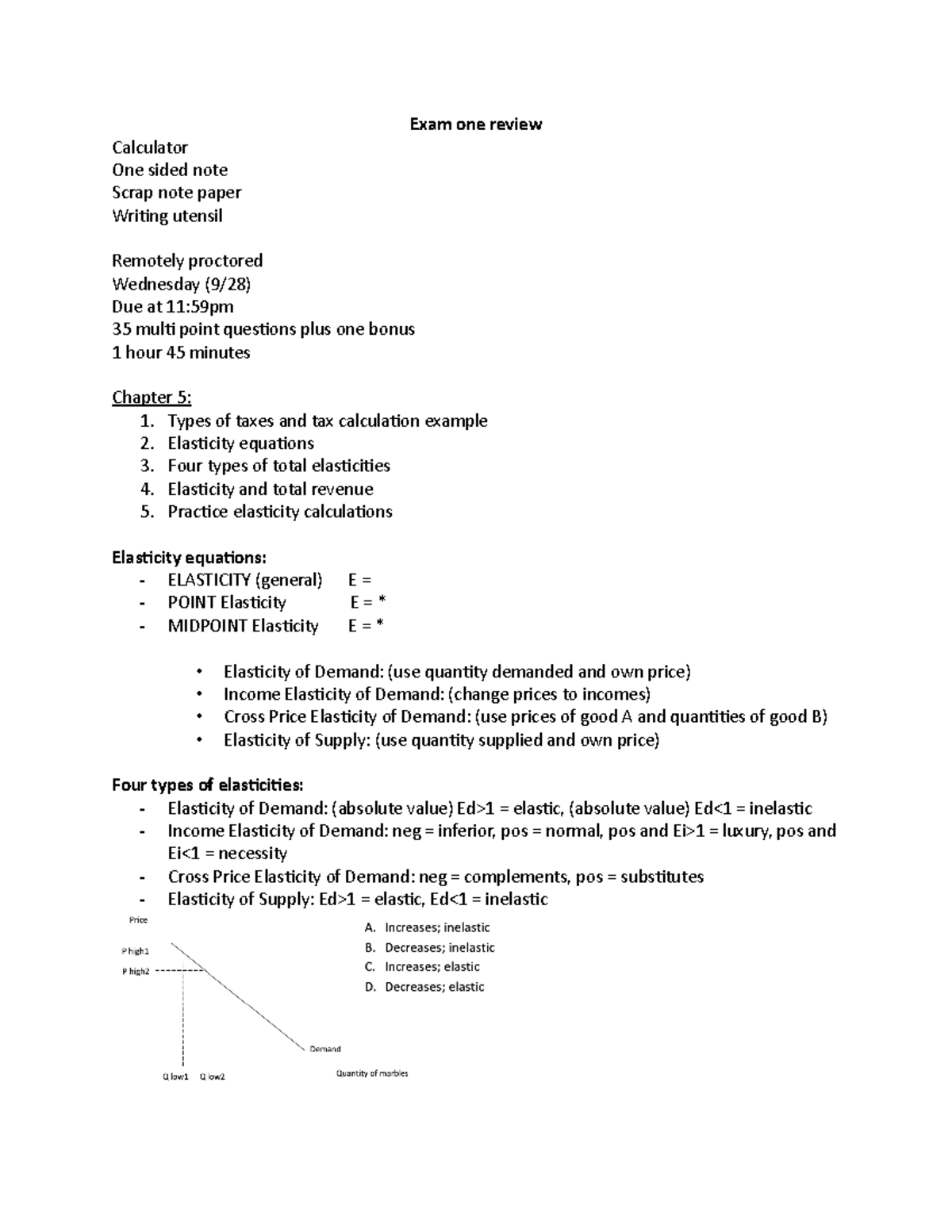 Exam one review - notes on midterm 1 - Exam one review Calculator One ...