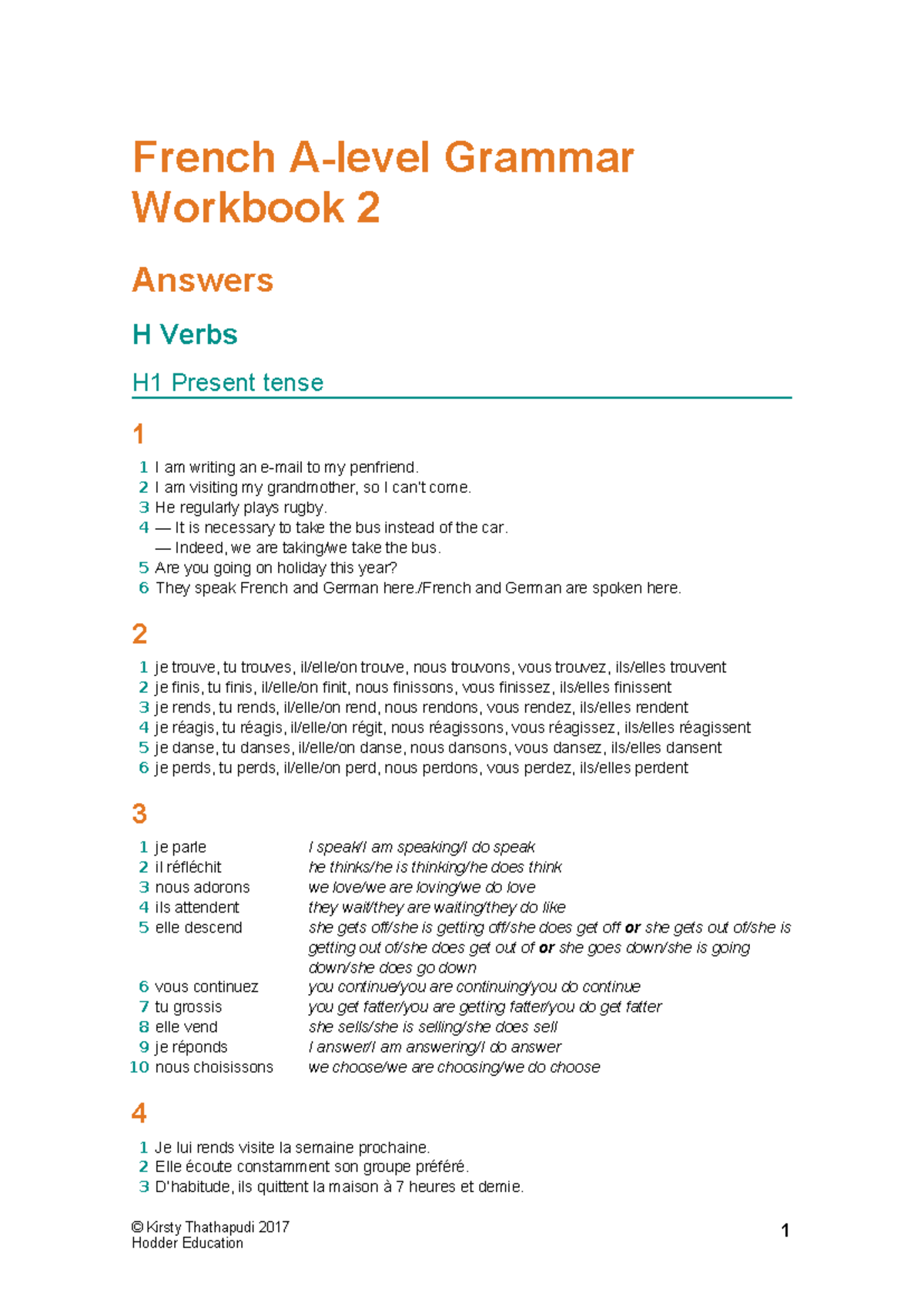 French Grammar Workbook 2 Answers 3 - French A-level Grammar Workbook 2 ...