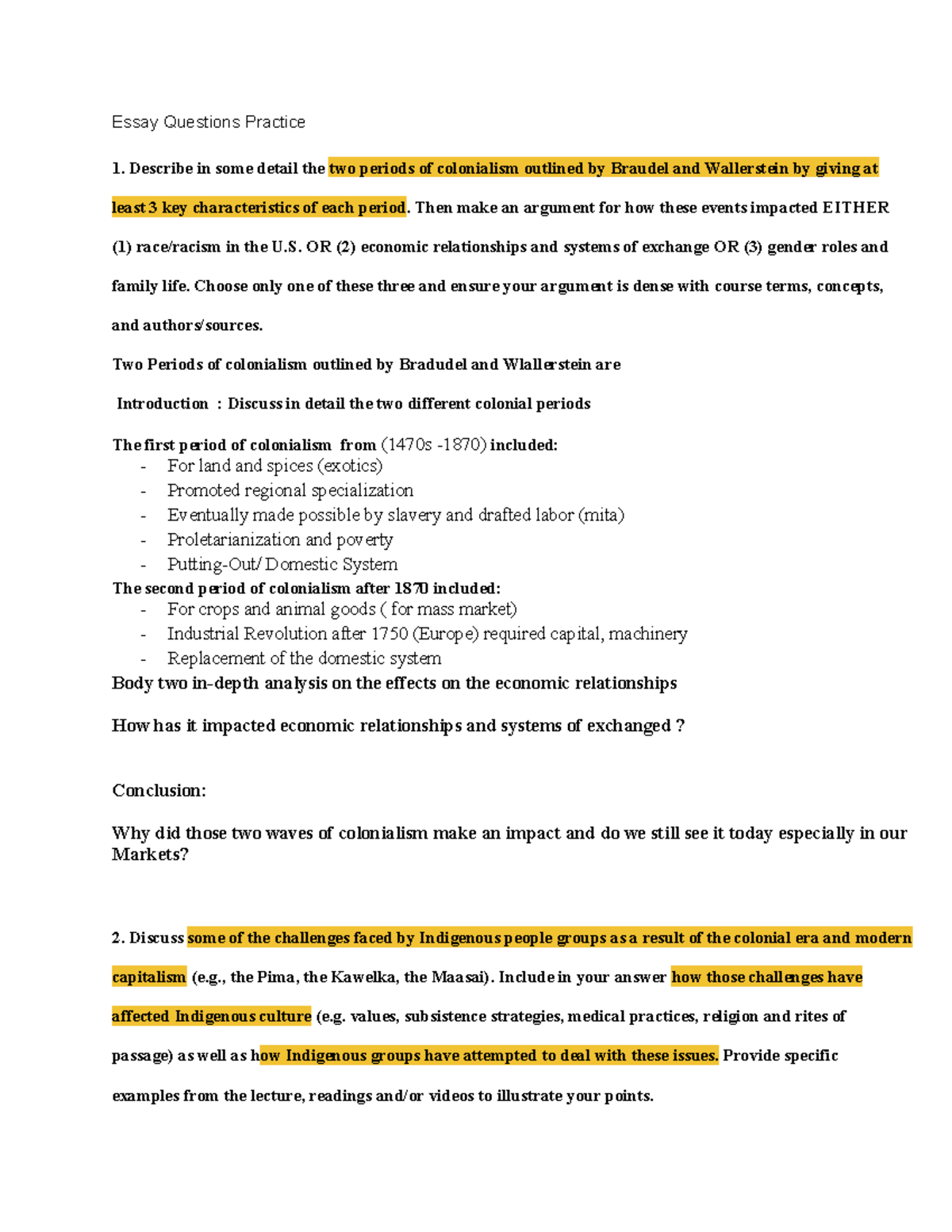 Essay Questions Practice - Essay Questions Practice Describe in some ...