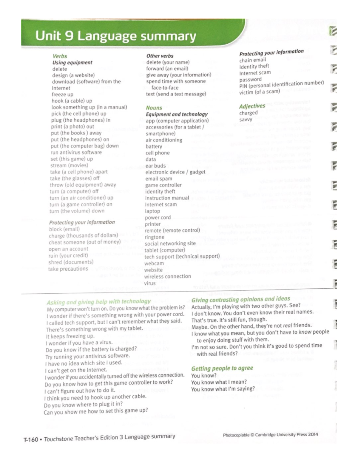 Vocabulary Unit 9 Touchstone 3 - 2nd ed - Inglés Intermedio III - Studocu