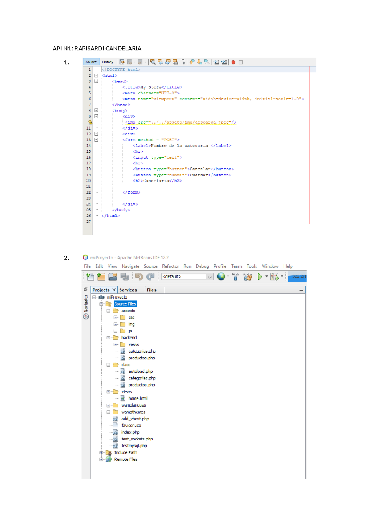 API N1 - api n1 de programacion web - API N1: RAPISARDI CANDELARIA 1. Source History 1 !DOCTYPE ...