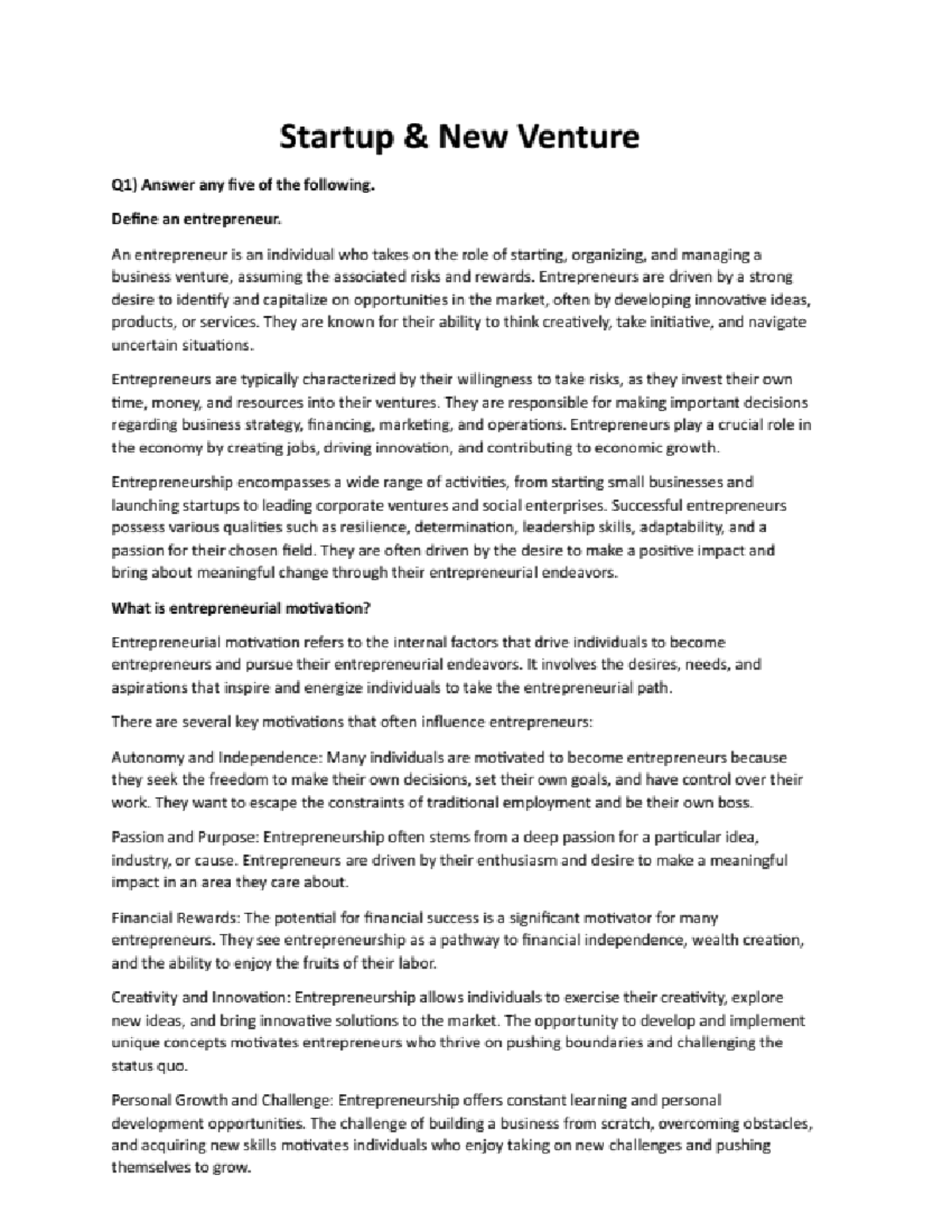 Start Up and New Venture Management - MBA - Studocu