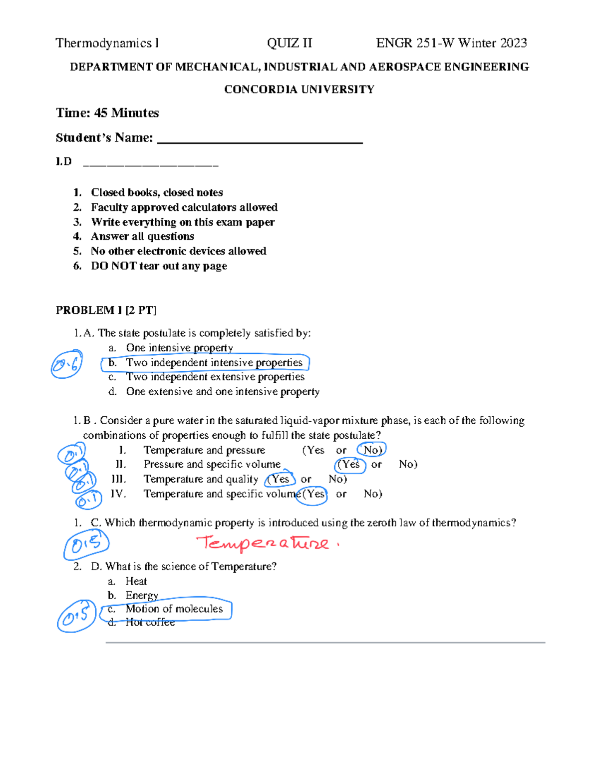 Quiz 2 solution and Marking Scheme - DEPARTMENT OF MECHANICAL ...