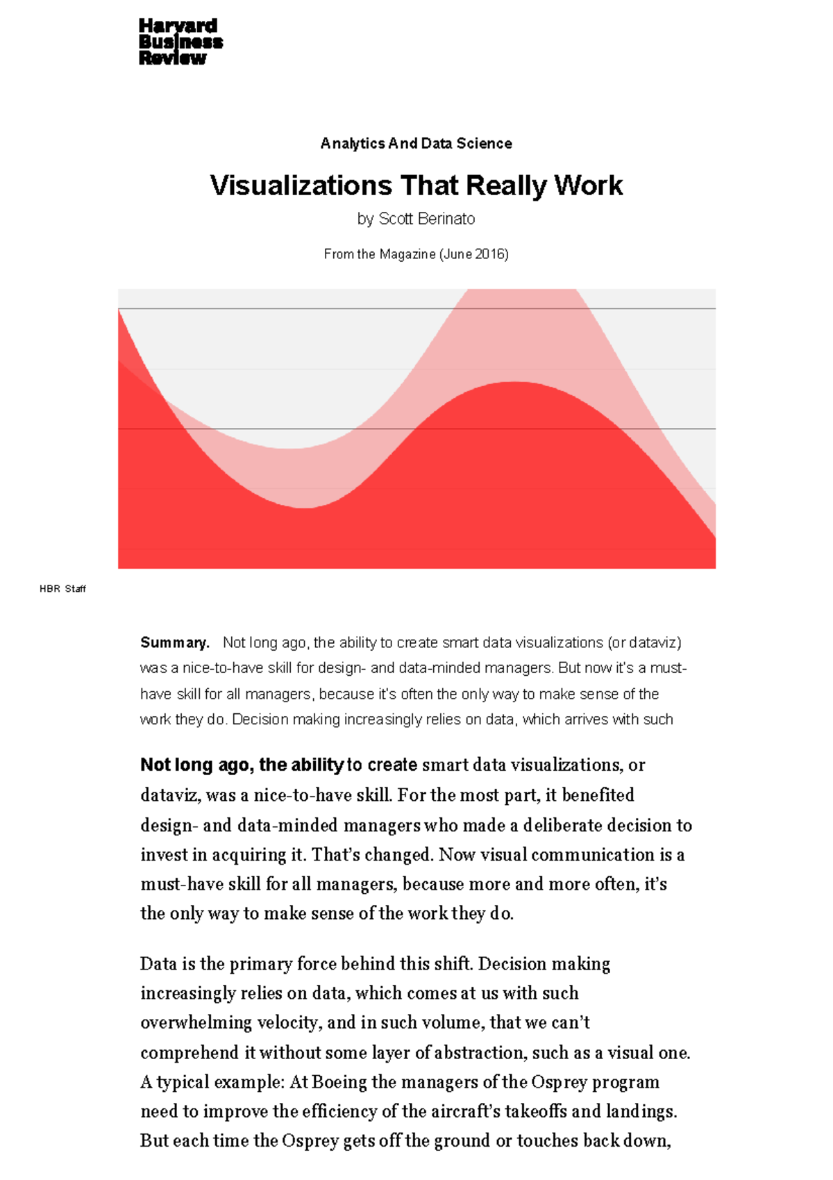 Visualizations That Really Work HBR - Summary. Analytics And Data ...