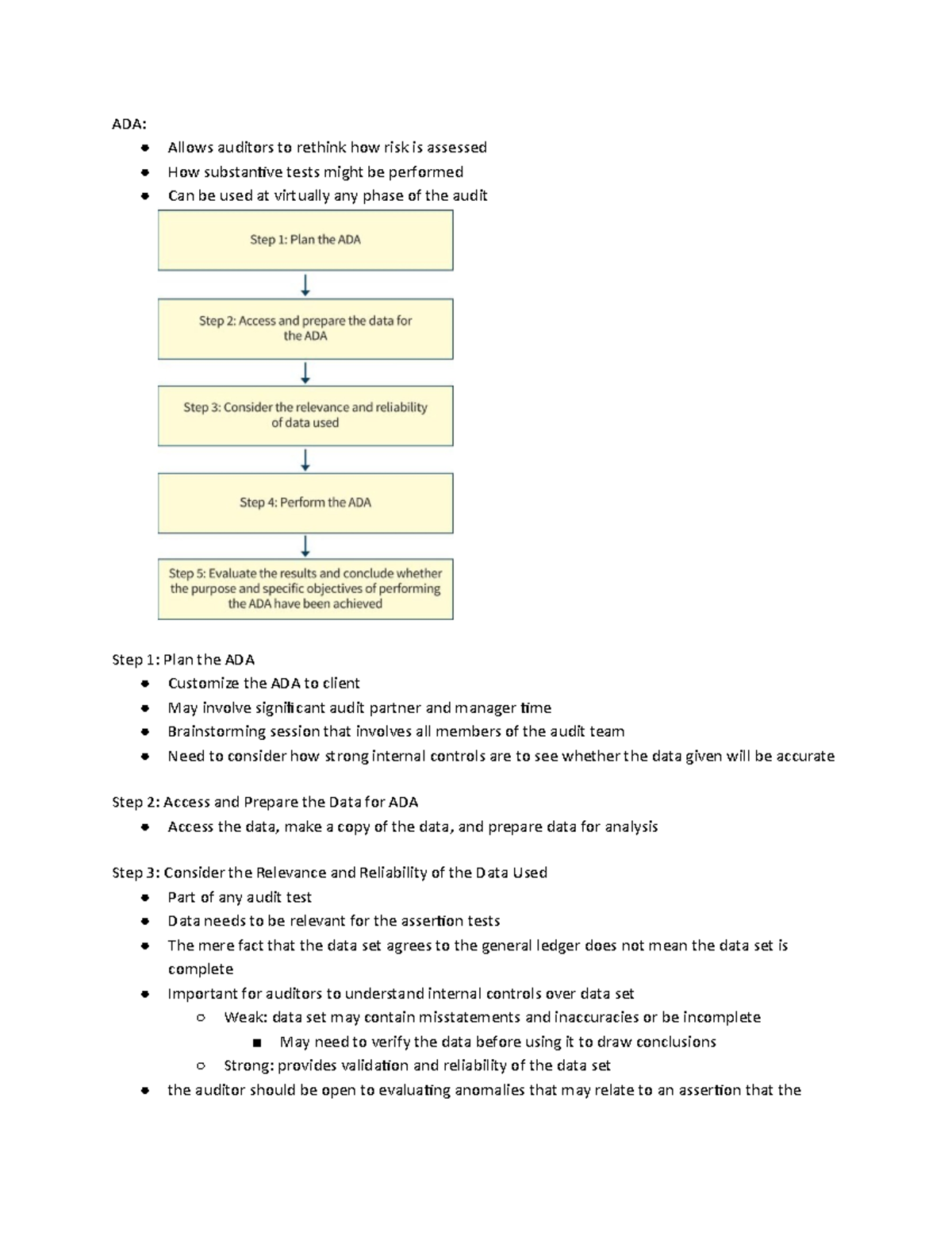 Chapter 7 - Summarized - Auditing notes - ADA: Allows auditors to ...
