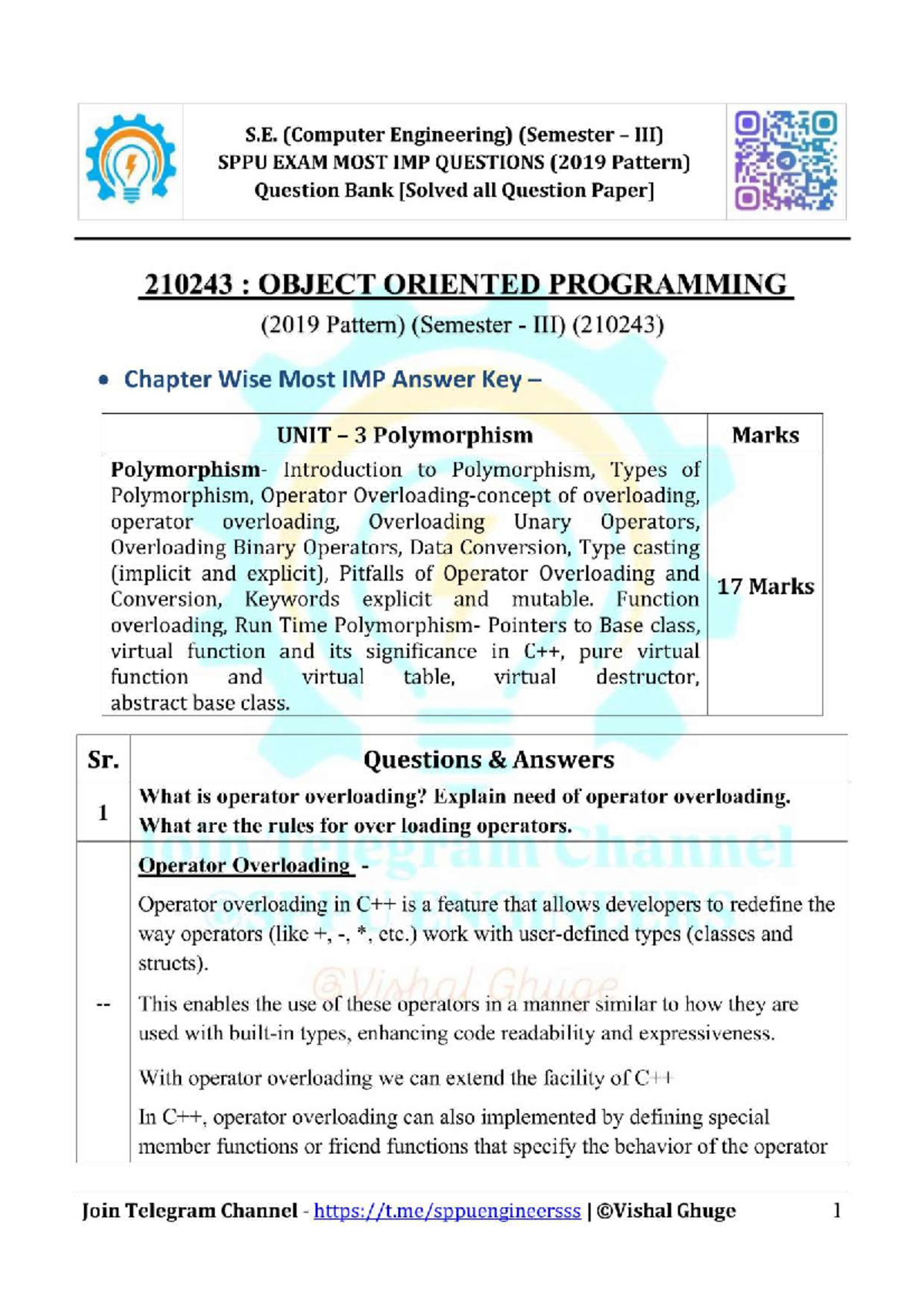 OOP Q.B. IMP Solution - S. (Computer Engineering) (Semester SPPU EXAM MOST IMP QUESTIONS (2019 ...