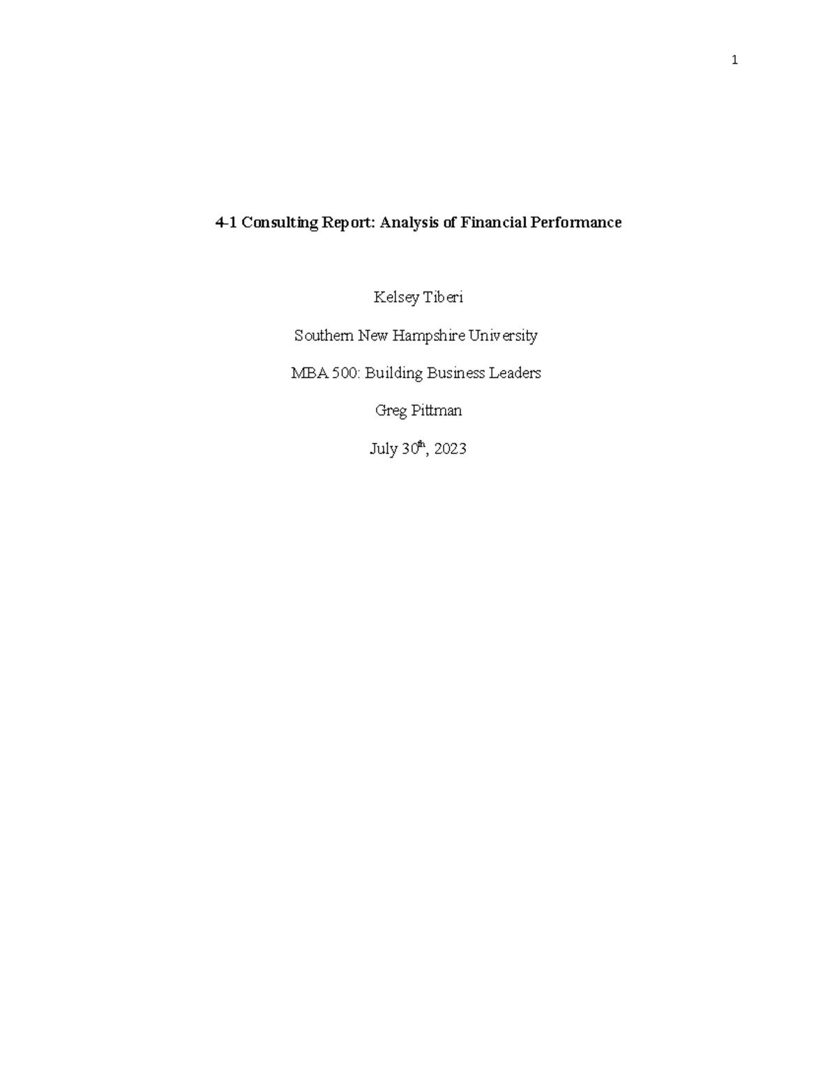 4-1 Consulting Report Analysis of Financial Performance - In this ...