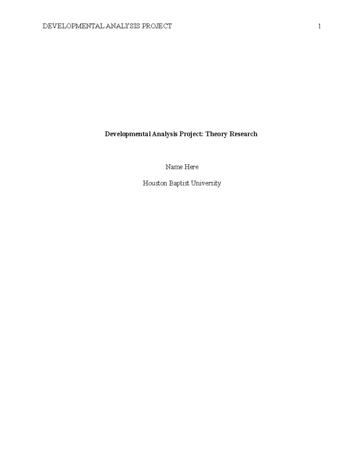 Developemental Analysis-Theory Research - DEVELOPMENTAL ANALYSIS ...