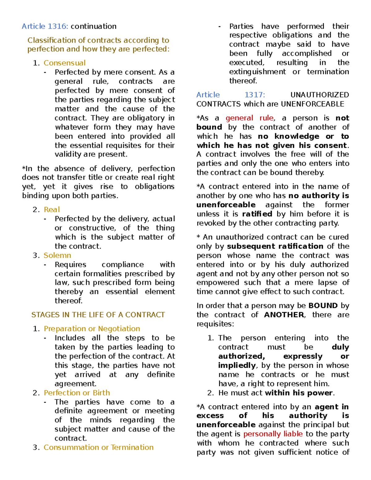 LAW (Article 1316 - 1321) - Article 1316: continuation Classification ...