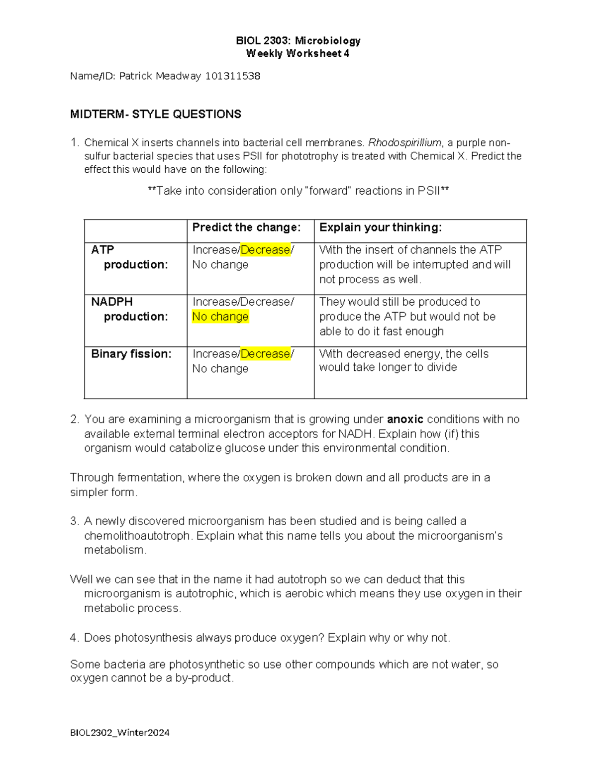 Weekly Worksheet 4 - outline - BIOL 2303: Microbiology Weekly Worksheet ...