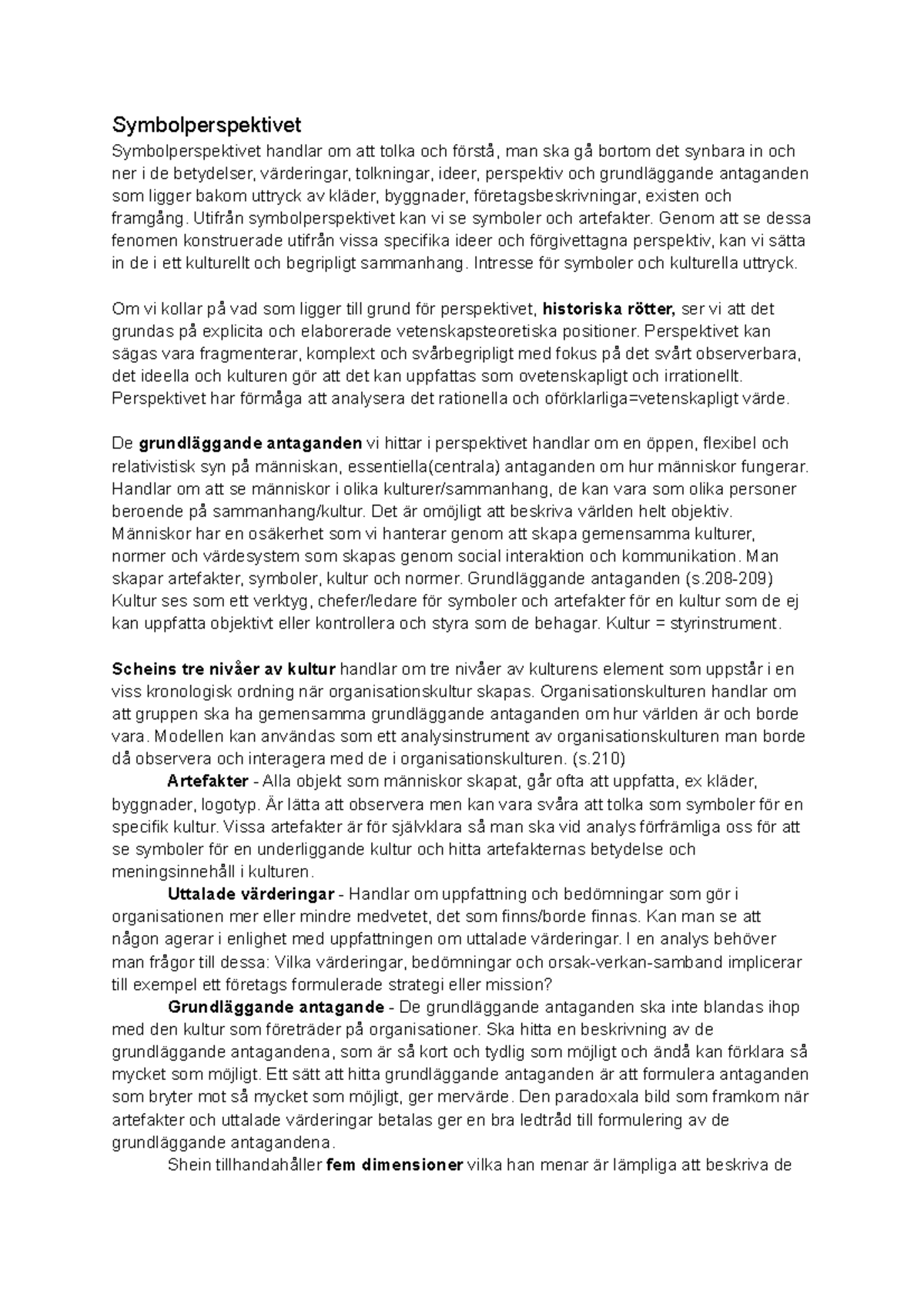 Symbolperspektivet - Sammanfattning - Symbolperspektivet ...