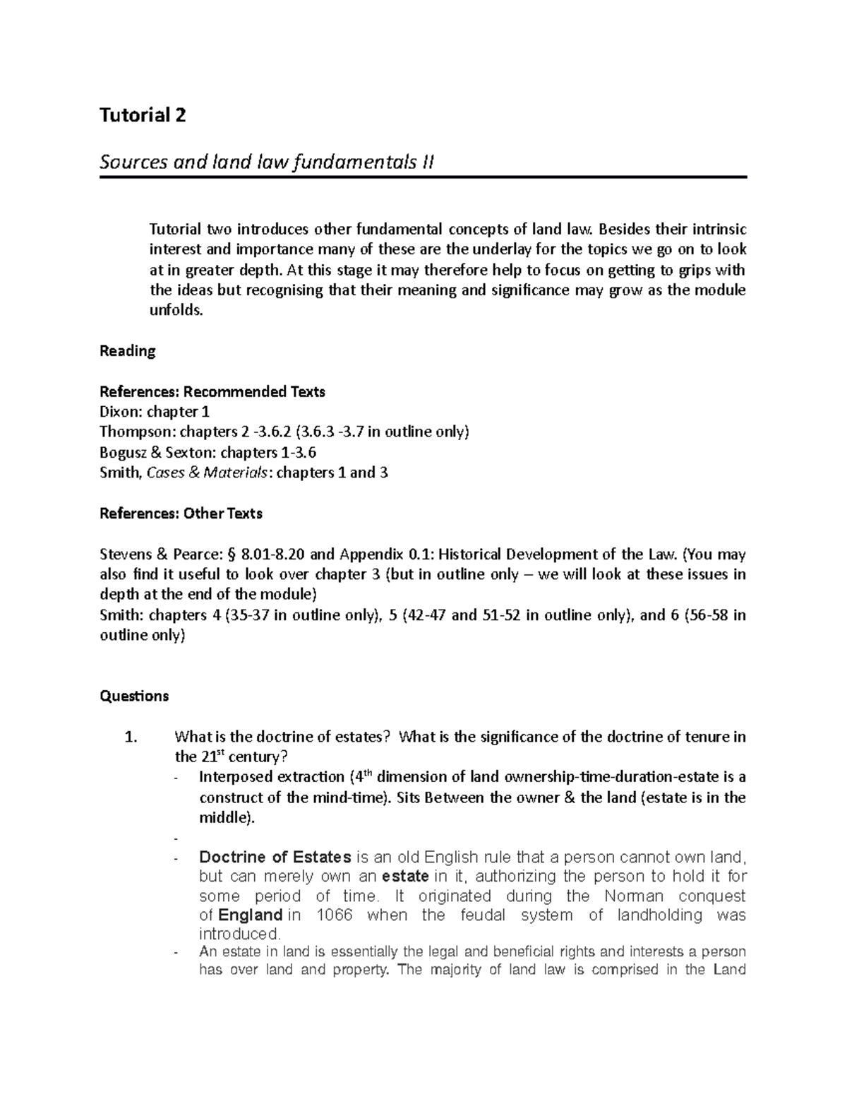 Oct 18 tutorial 2 notes - question and answers - Tutorial 2 Sources and ...