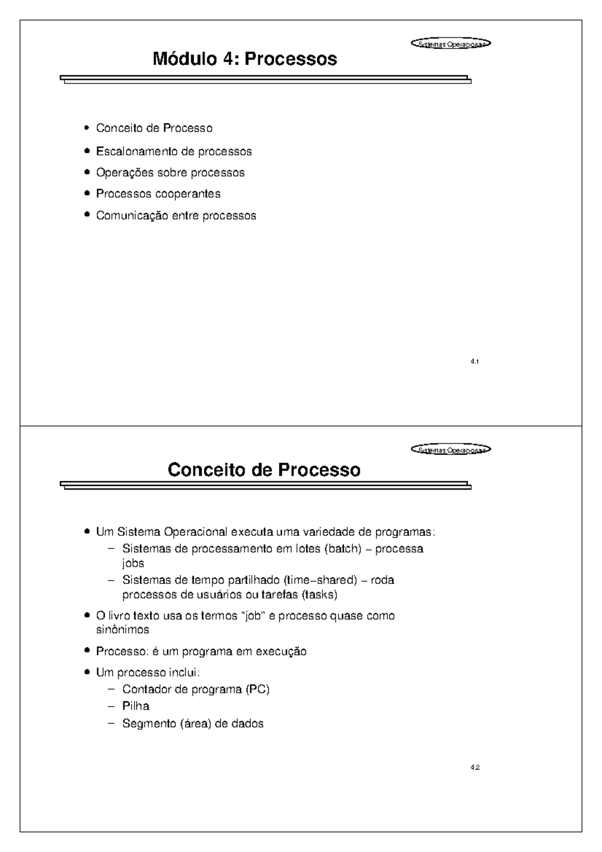 Processos+threads - Sistemas Operacionais Módulo 4: Processos Conceito ...