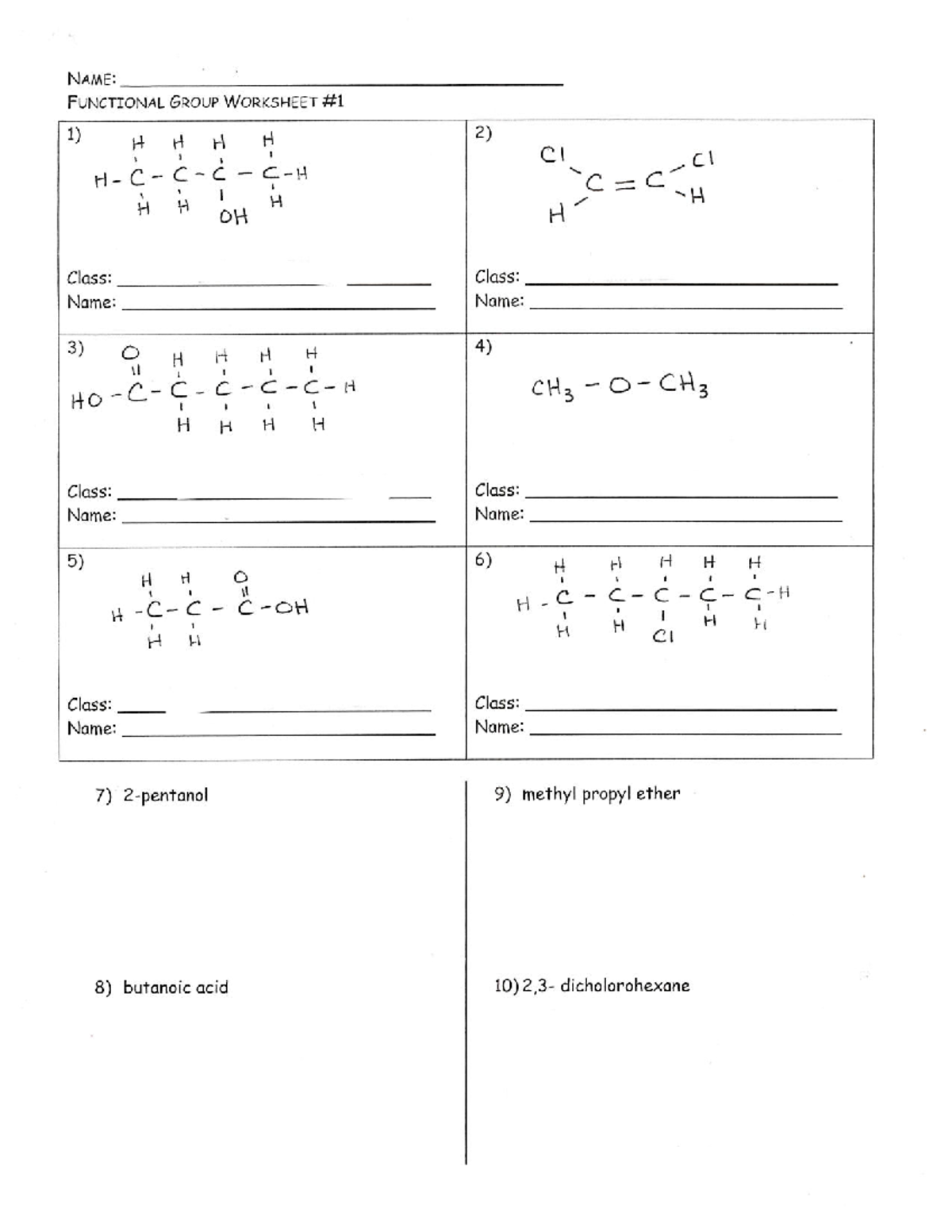 Functional Group Worksheets with Key - educacion primaria - Studocu