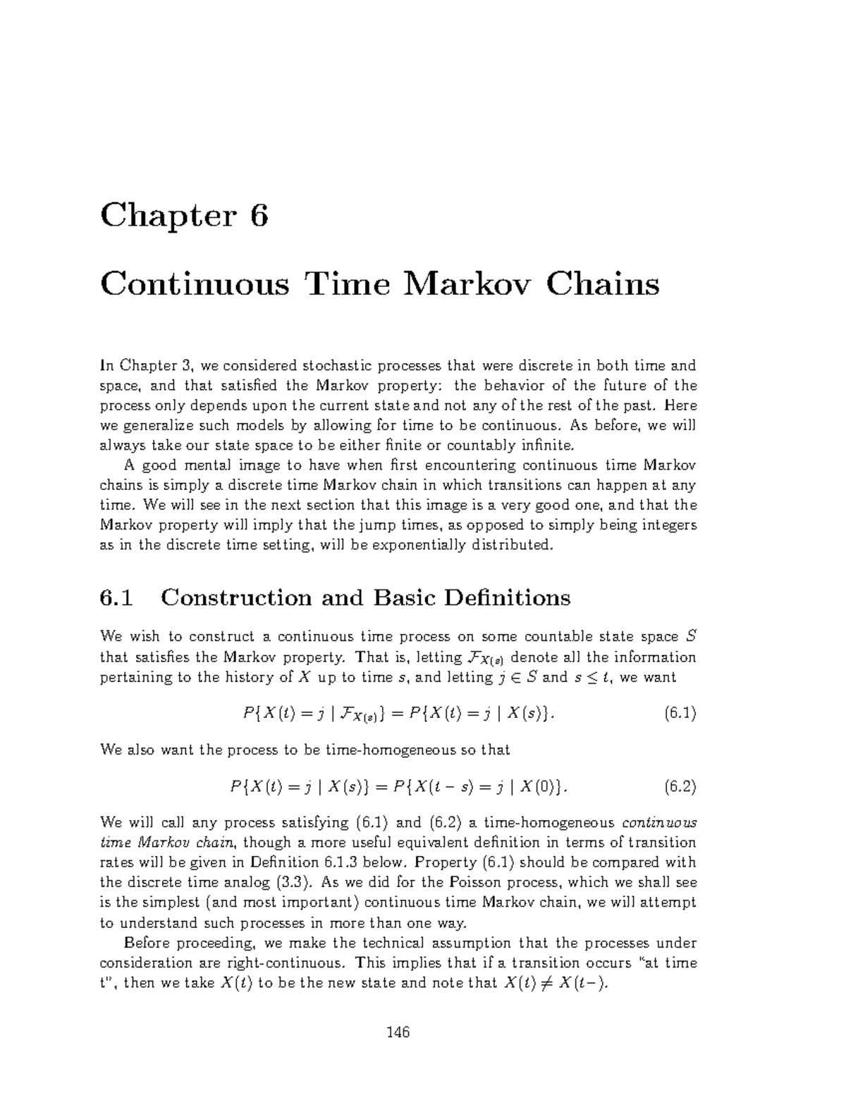 CTMCnotes (Continious markoc chain) - Chapter 6 Continuous Time Markov ...