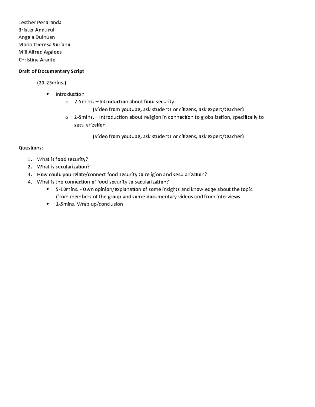 Documentary Script - helpful - Lexther Penaranda Brixter Adducul Angela ...