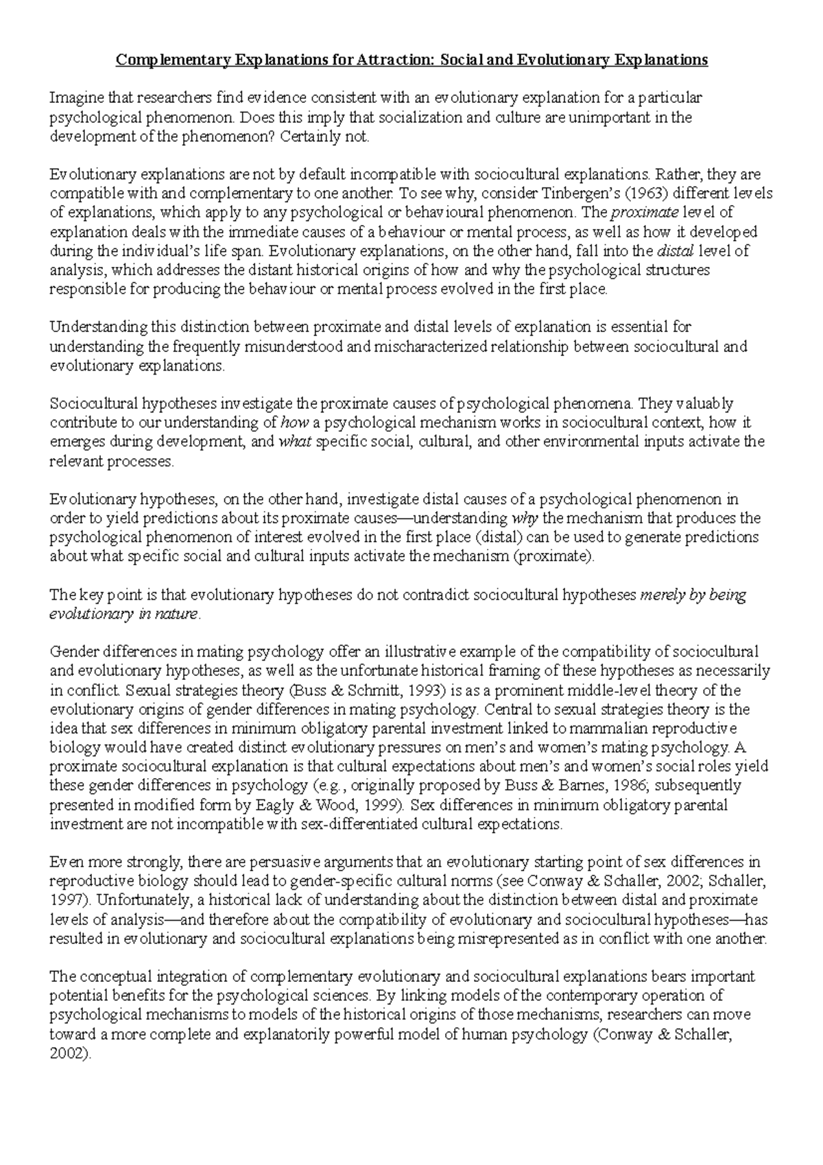 PSY285 Attraction Tutorial Prompt (helping guide for Essay ...