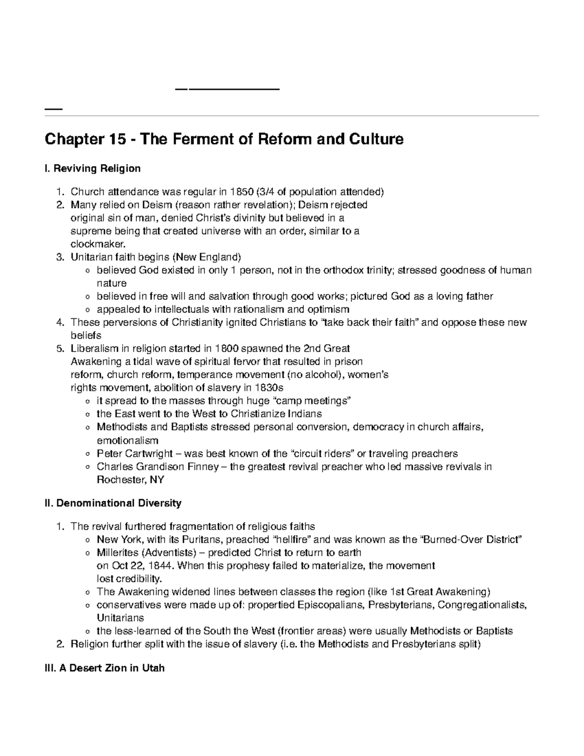 Chapter 15 - The Ferment of Reform and Culture - Reviving Religion ...