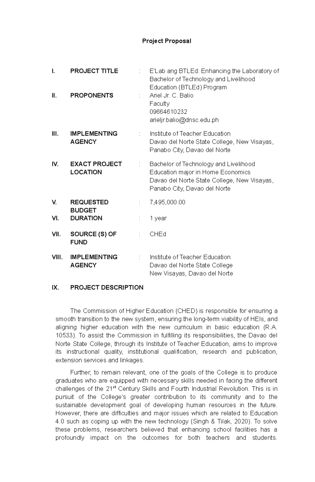 Project Proposal - Project Proposal The Commission of Higher Education ...