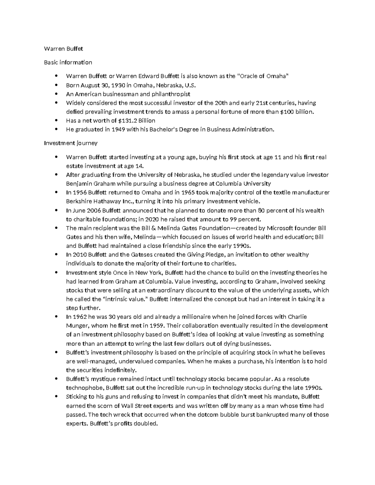 Warren-Buffet - Investment style of Warren Buffett - Warren Buffet ...