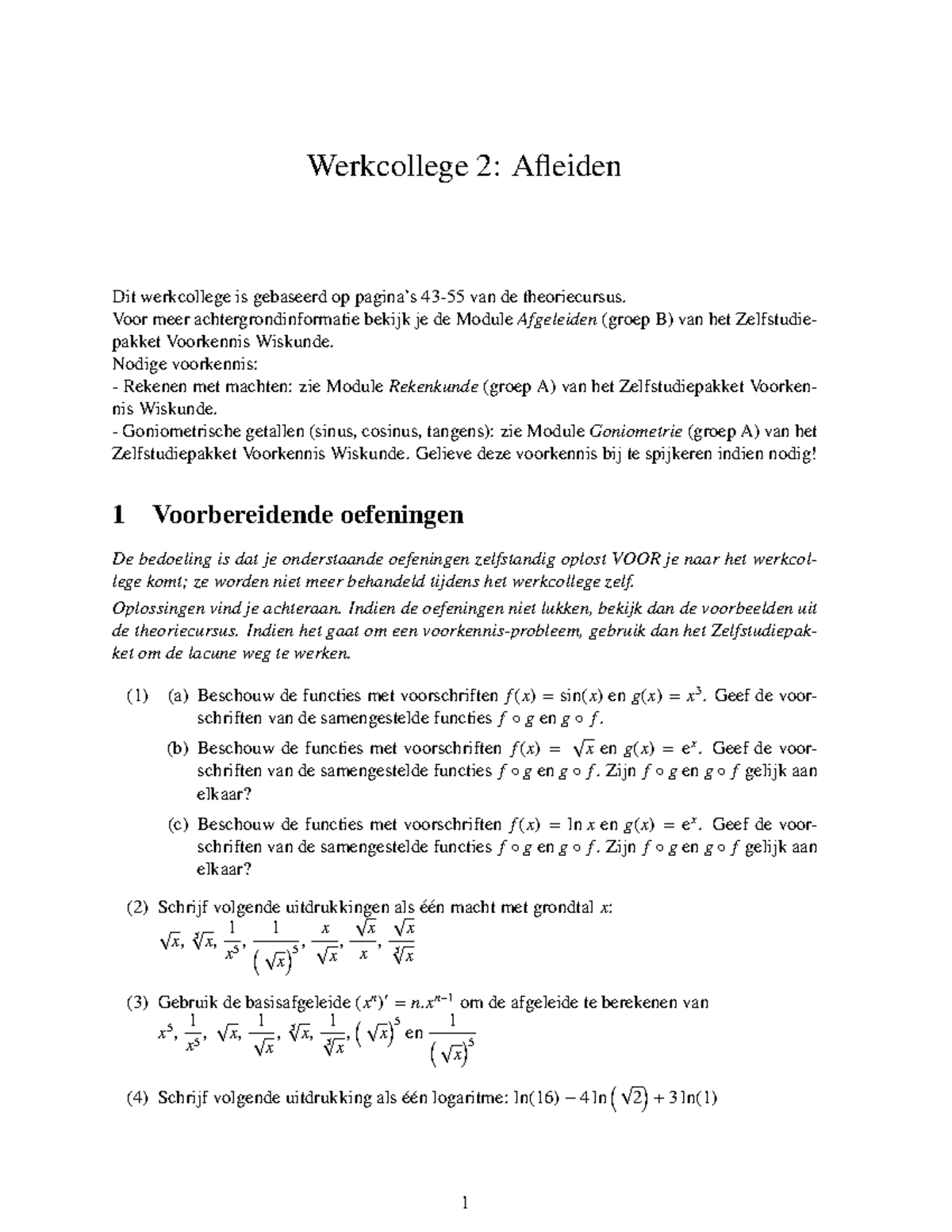 Werkcollege 2 SEW MOM - wiskunde - Wiskundige methoden en technieken ...