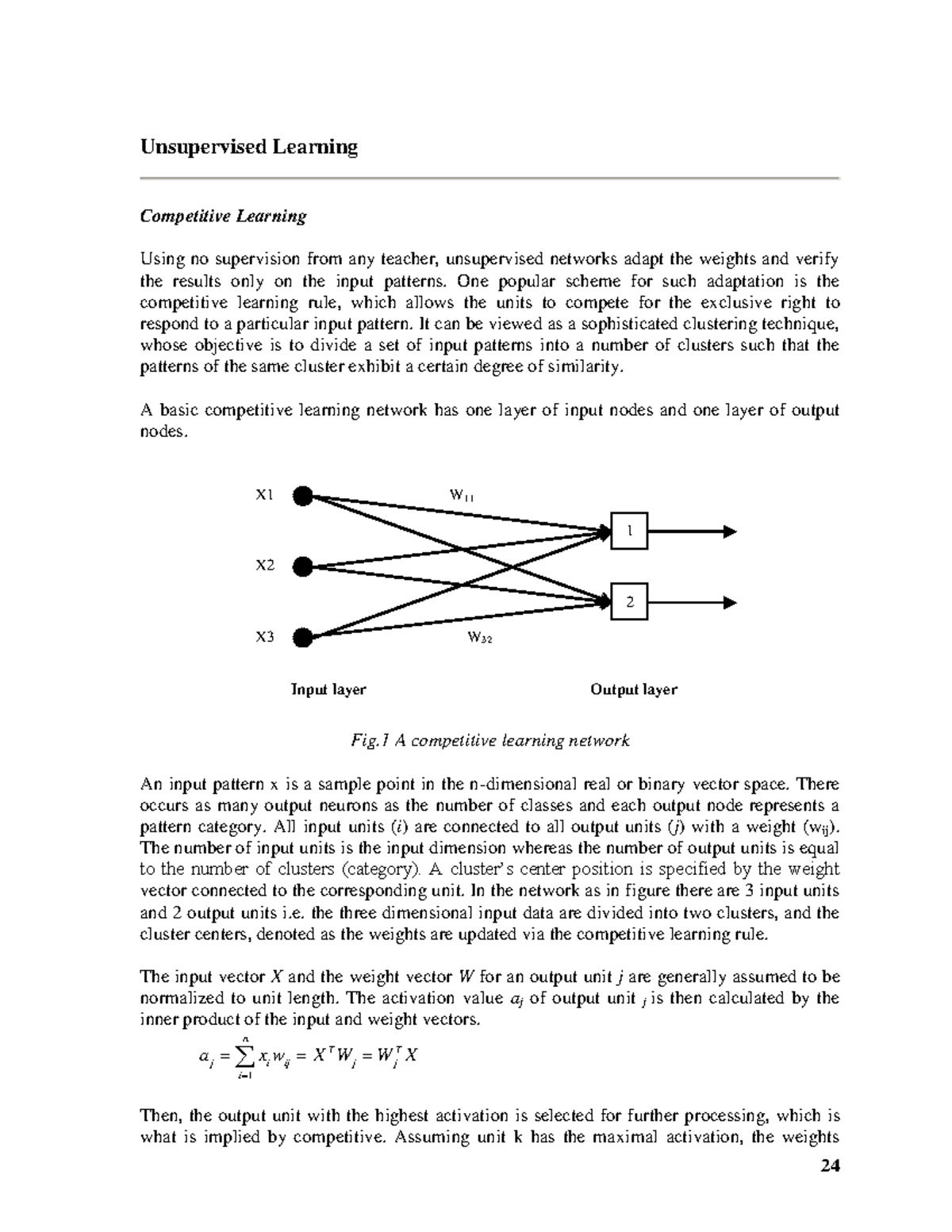 Unsupervised ANN - Lecture notes 11 - Unsupervised Learning Competitive ...