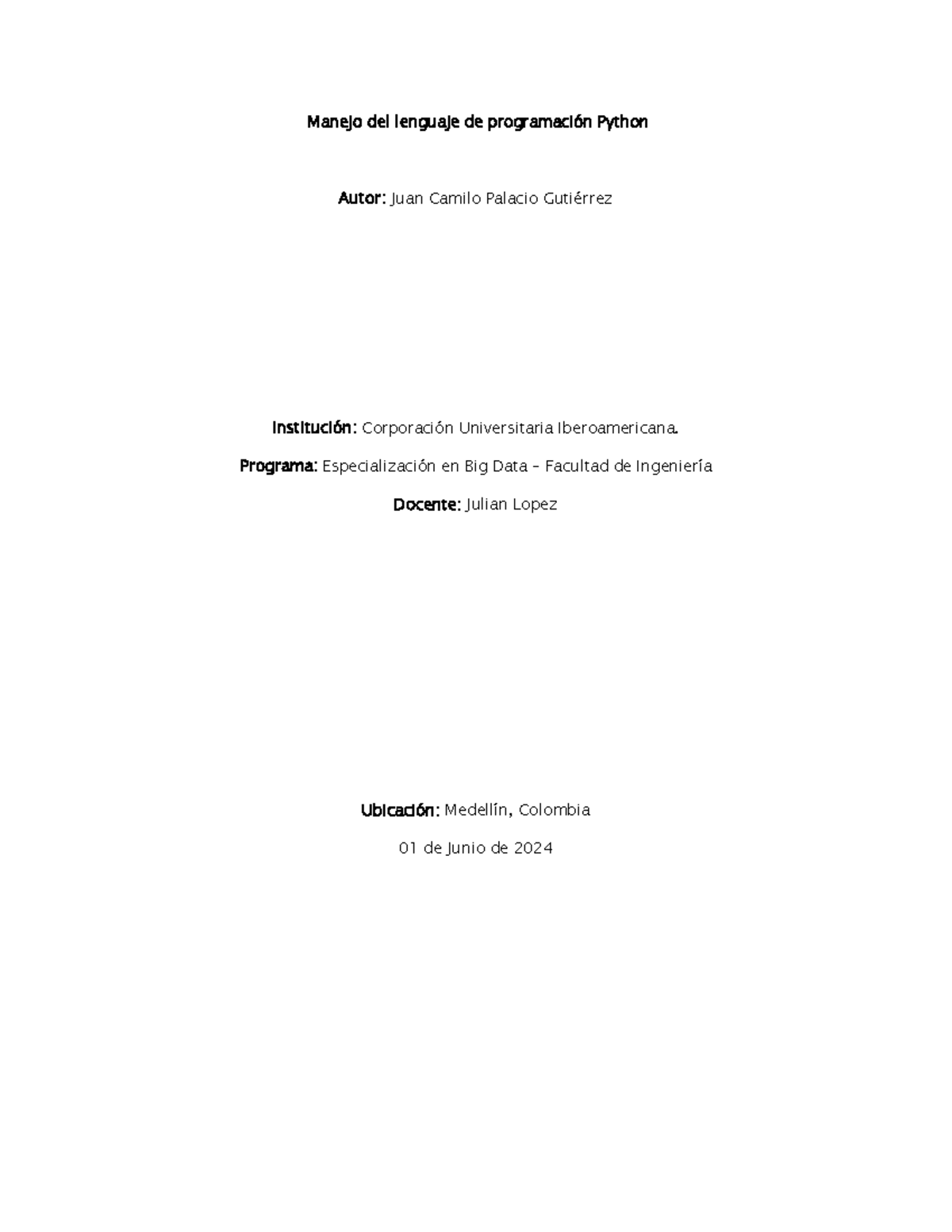 Actividad 4 - Manejo del lenguaje de programación Python - Manejo del ...