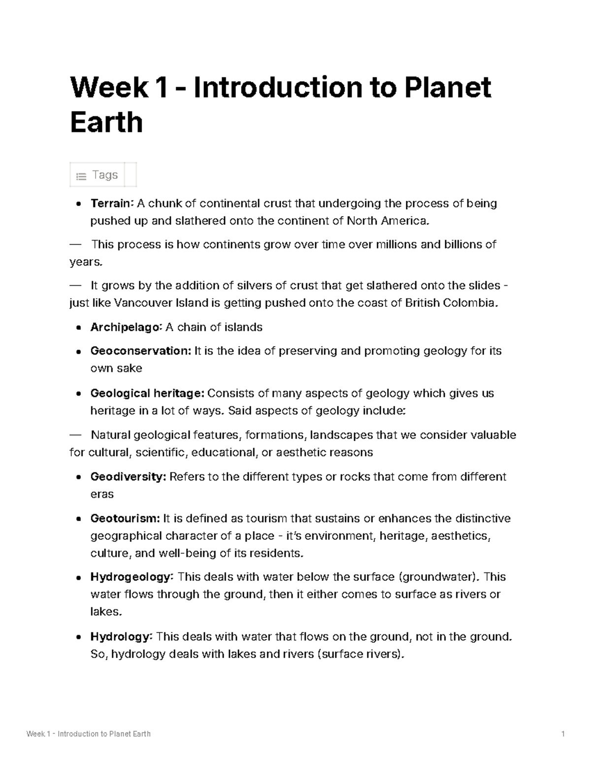 Week 1 - Introduction to Planet Earth - Week 1 Introduction to Planet ...