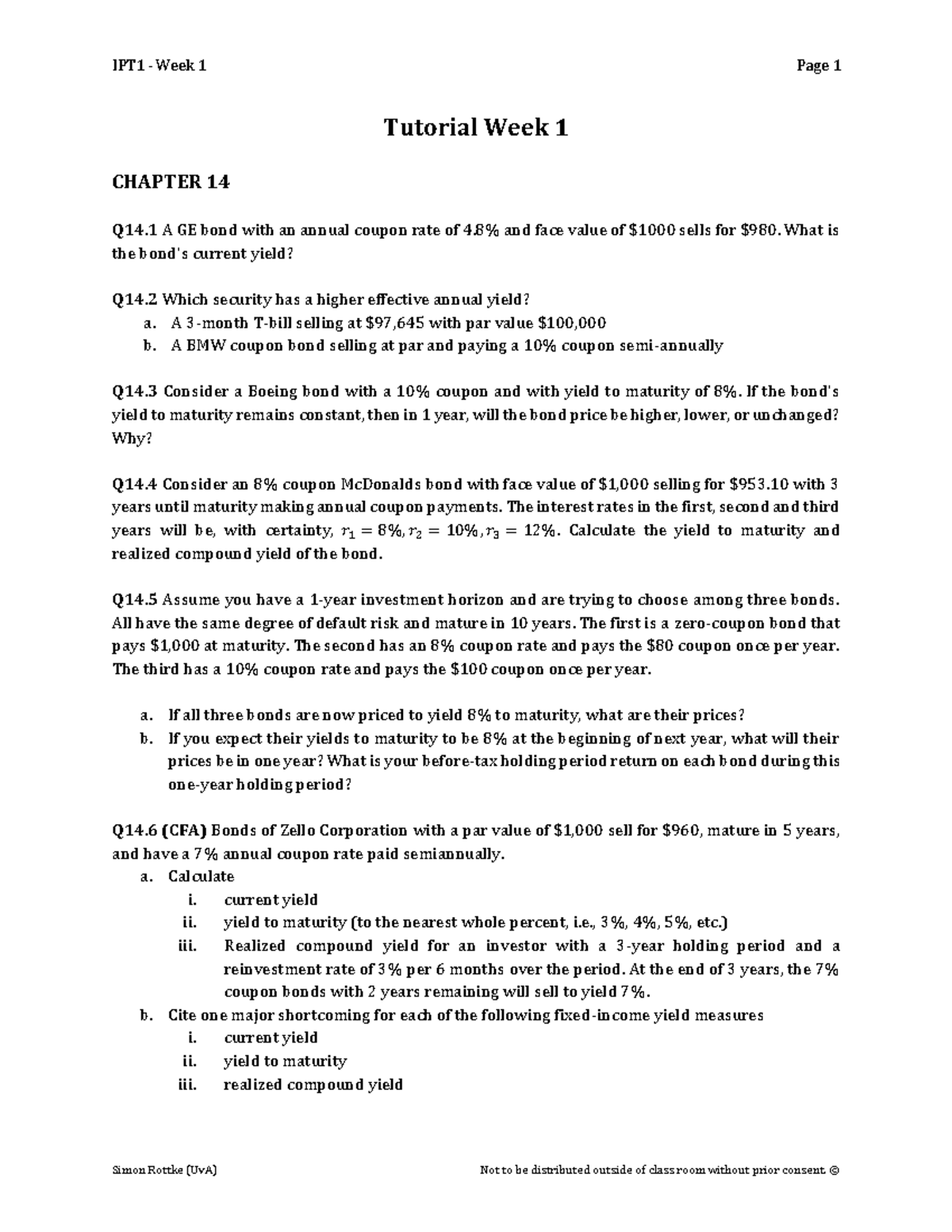IPT1 tutorial 1 exercises - IPT1 - Week 1 Page 1 Simon Rottke (UvA) Not to be distributed ...