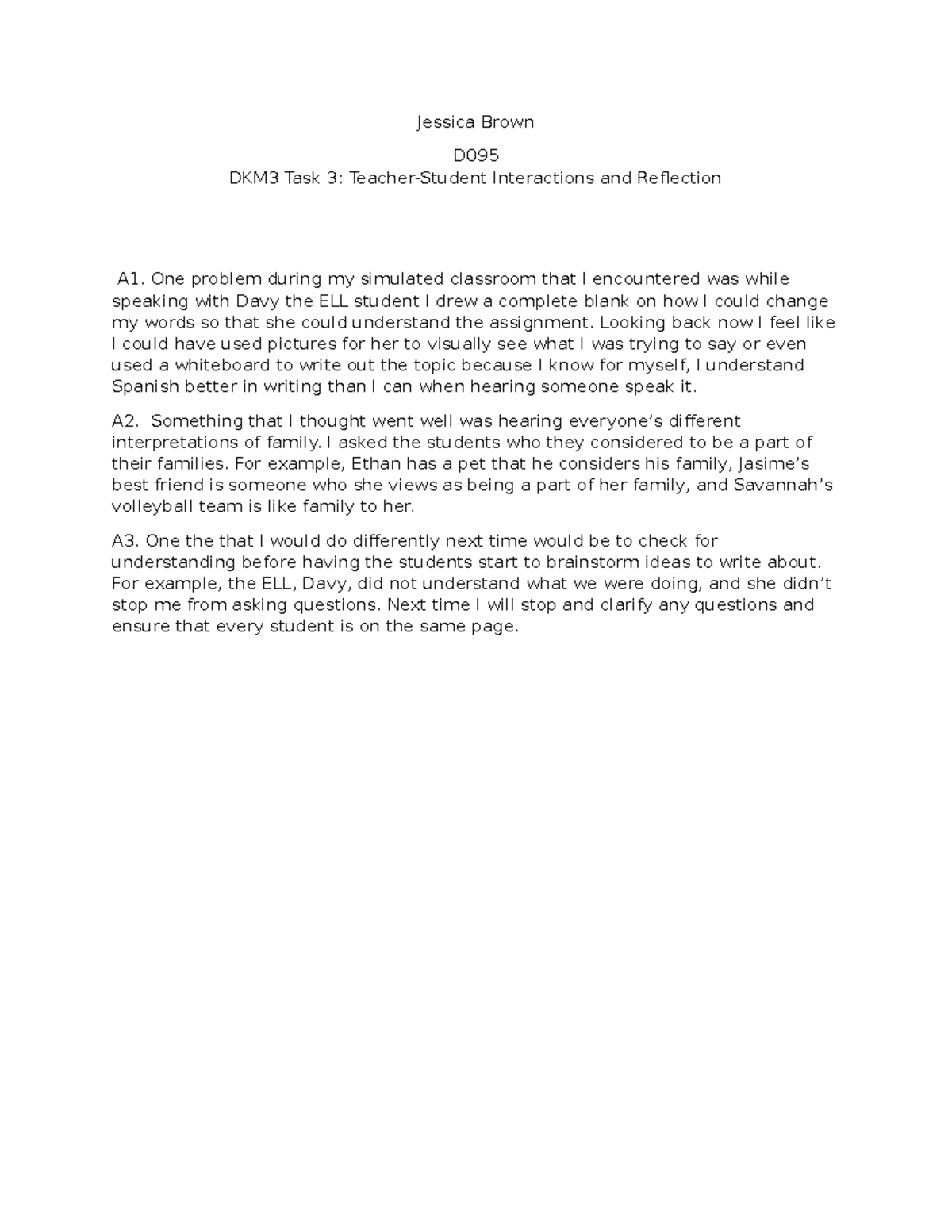 DKM3 Task3 Attempt 2 - Passed - Jessica Brown D DKM3 Task 3: Teacher ...