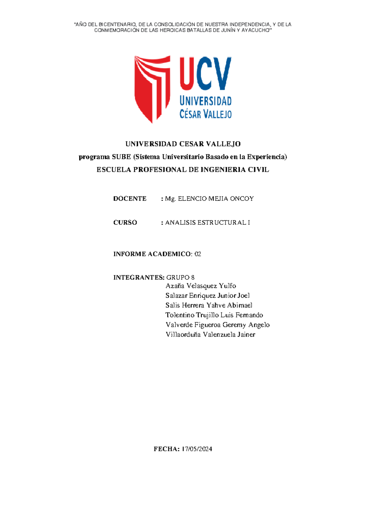 Salis IA2 AEI - Programación de obra - “AÑO DEL BICENTENARIO, DE LA ...